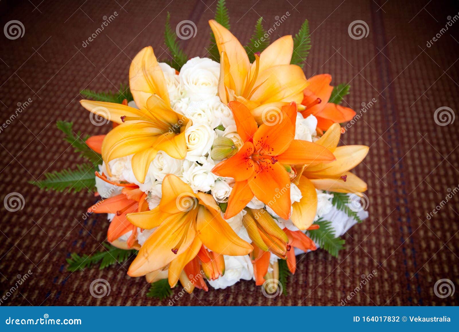 Orange Lily and White Rose Flower Wedding Bouquet Stock Photo - Image ...
