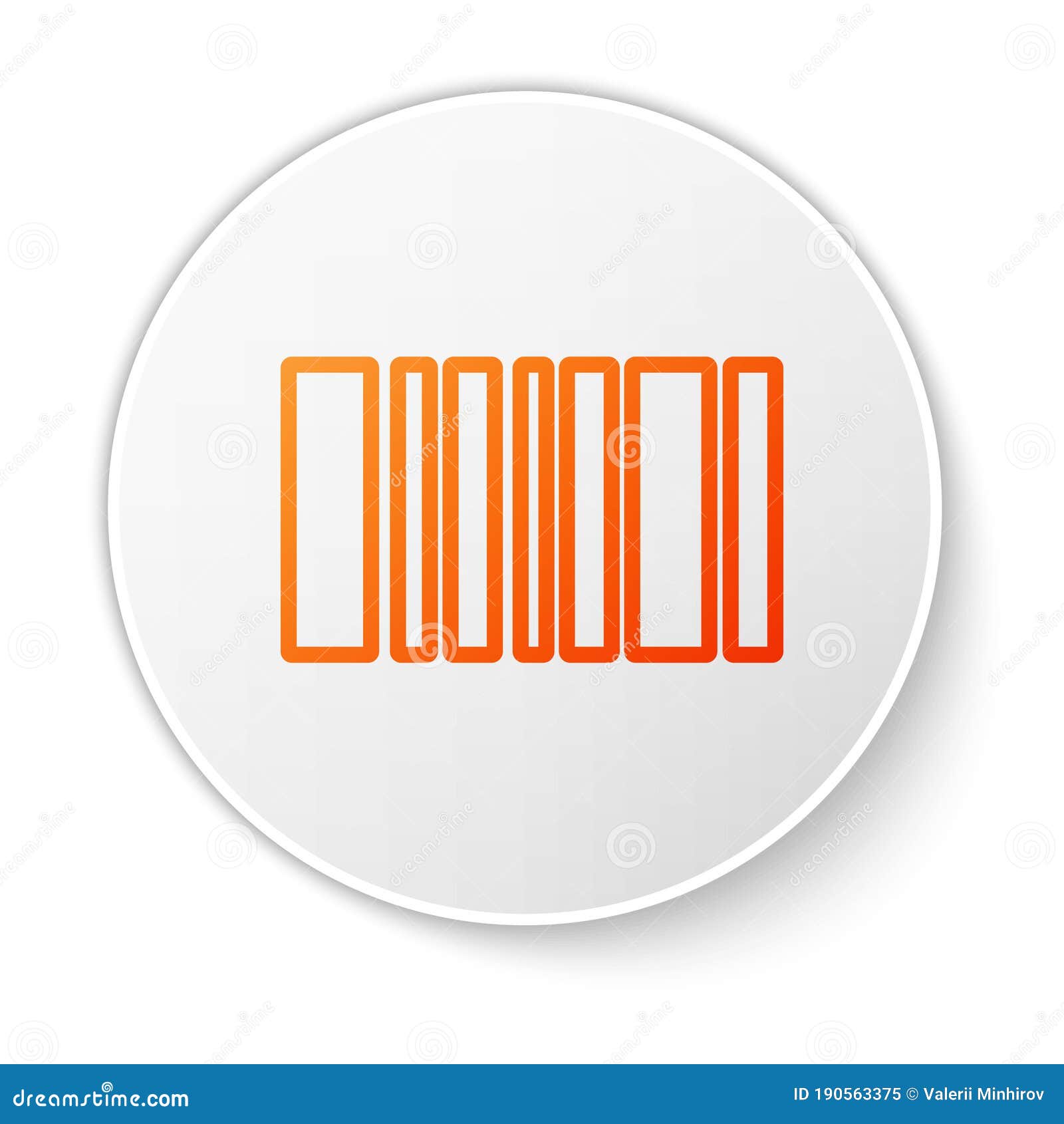 Orange Line Barcode Icon Isolated on White Background. White Circle ...