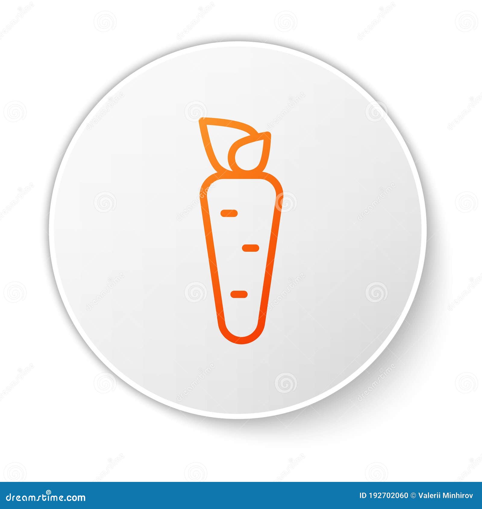 Orange Line Carrot Icon Isolated on White Background. White Circle ...