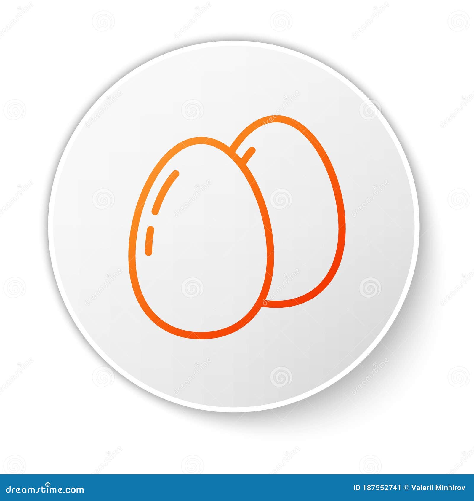 Orange Line Chicken Egg Icon Isolated On White Background. White Circle ...