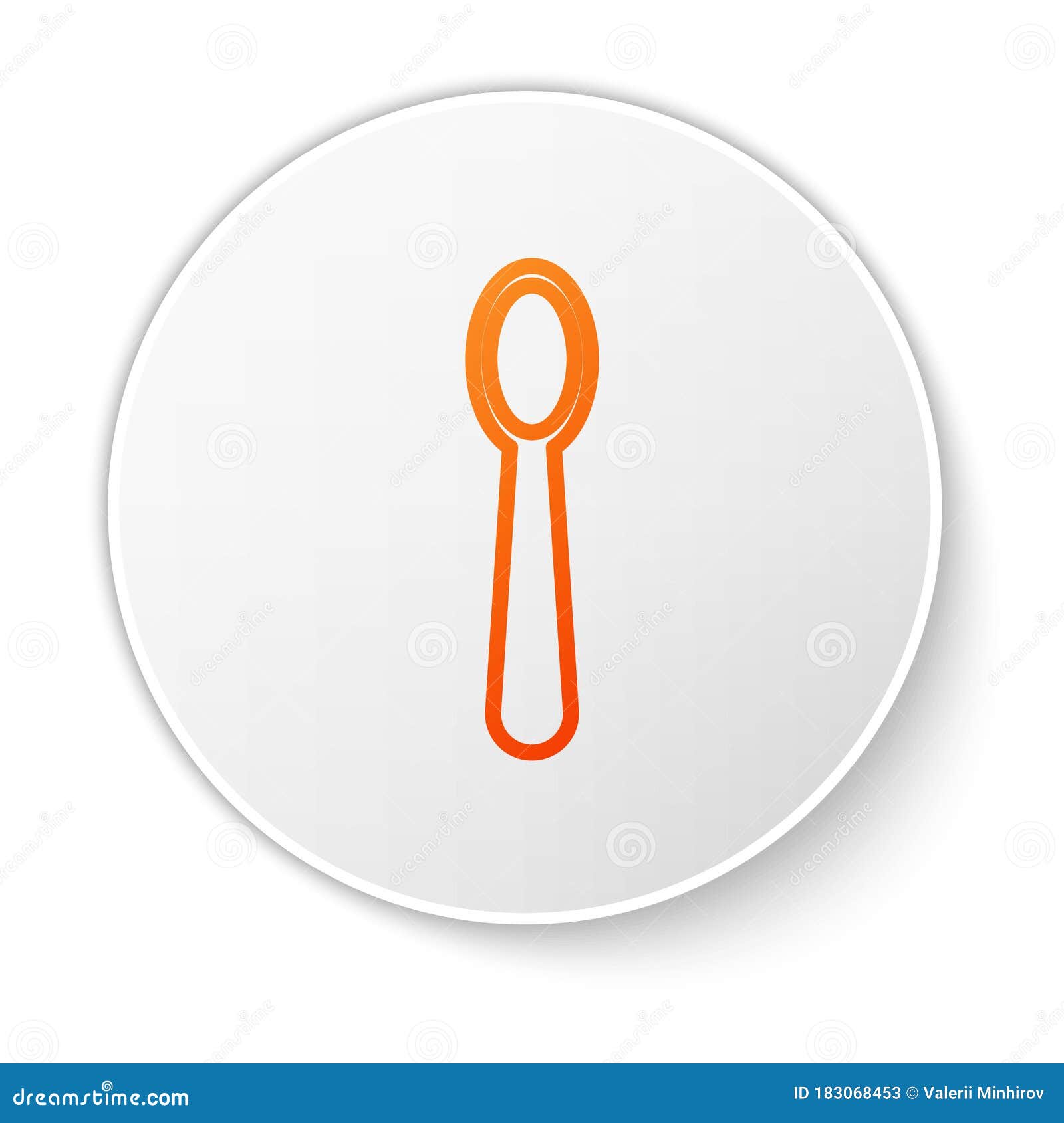 Orange Line Disposable Plastic Spoon Icon Isolated on White Background ...