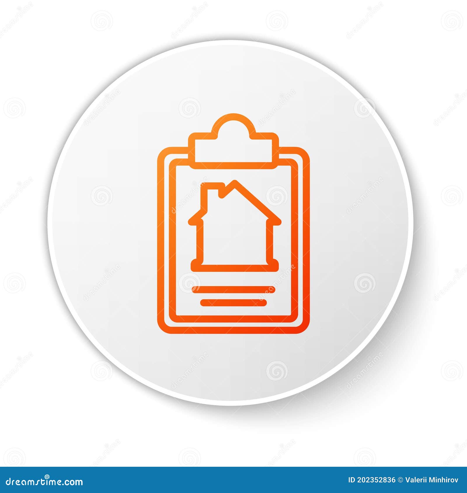 Orange Line House Contract Icon Isolated on White Background. Contract ...