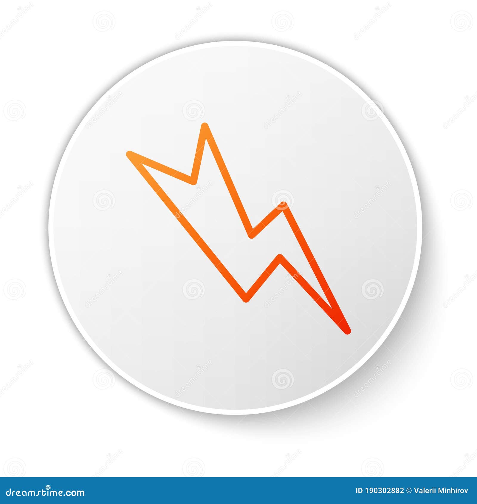Orange Line Lightning Bolt Icon Isolated on White Background. Flash ...