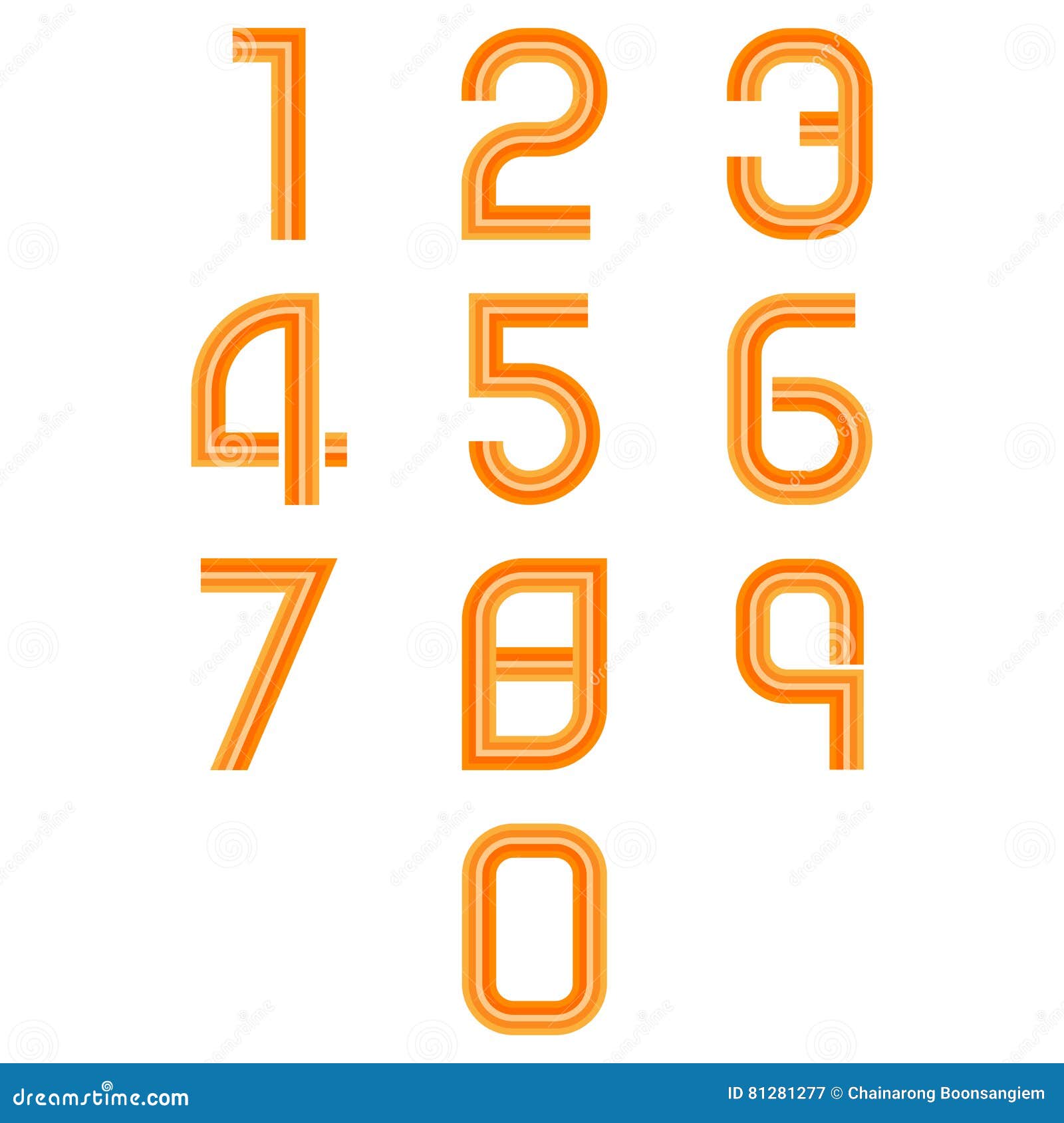 The Orange Line Number Set stock vector. Illustration of number - 81281277