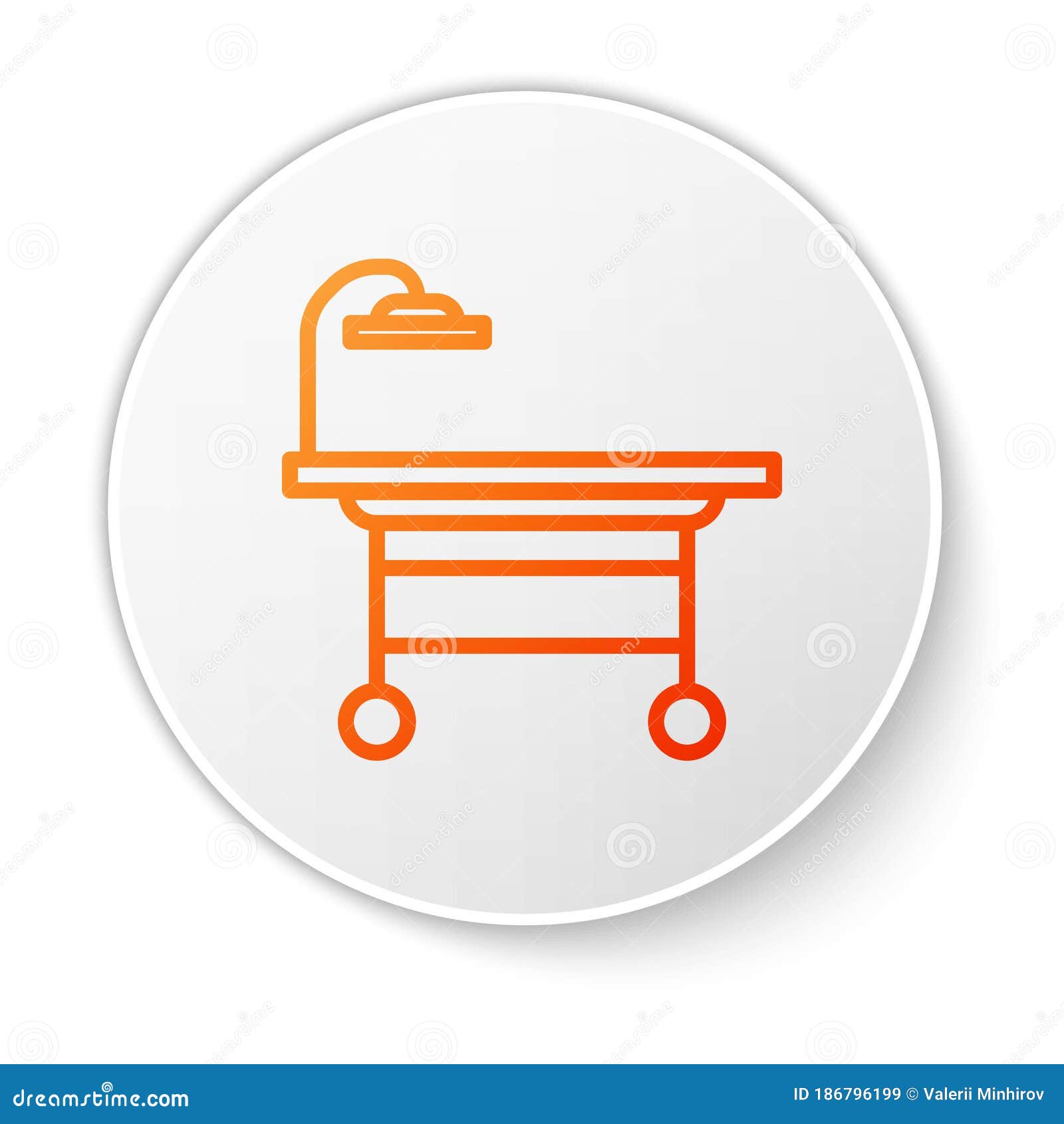Orange Line Operating Table Icon Isolated on White Background. White ...