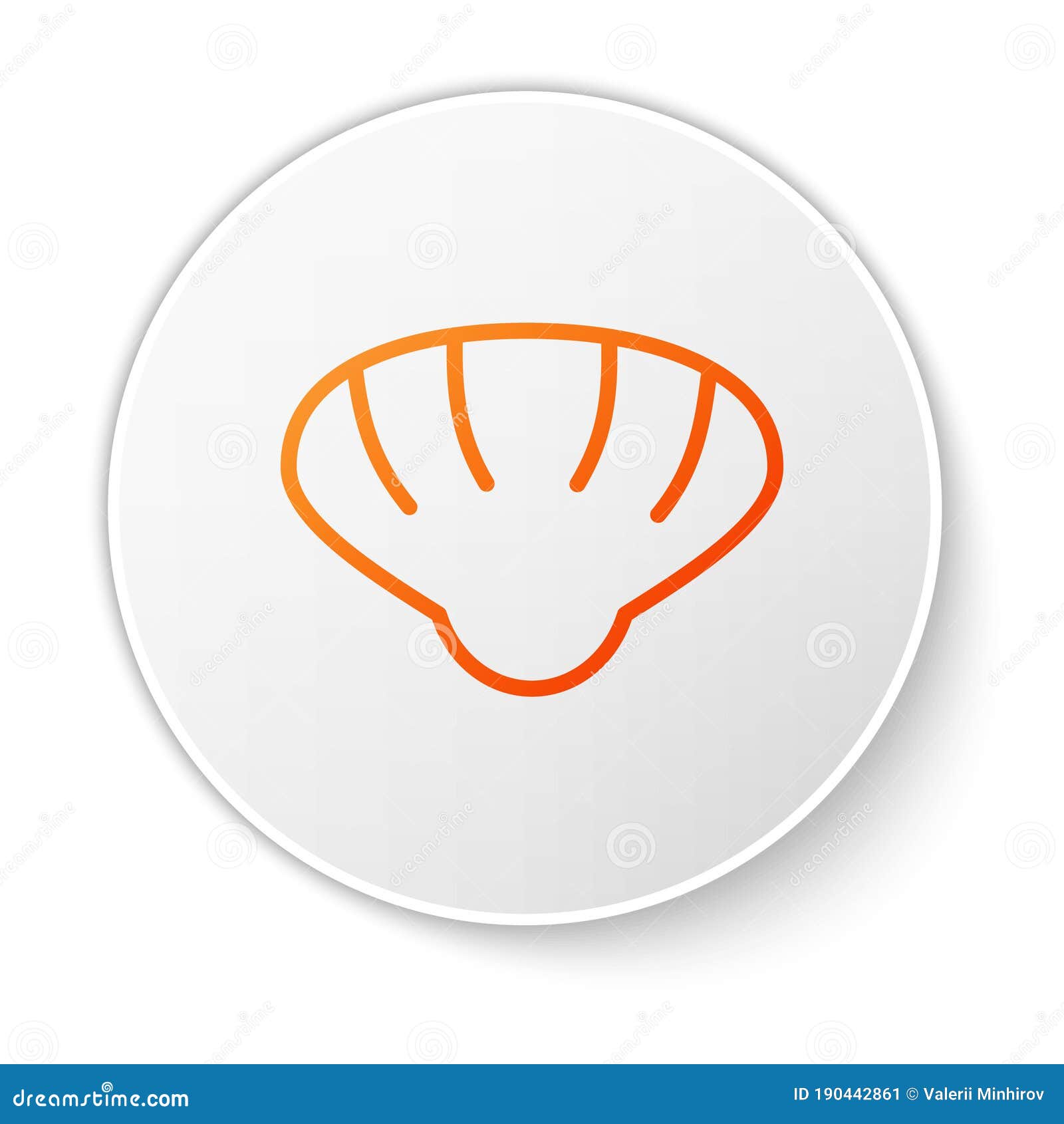 Orange Line Scallop Sea Shell Icon Isolated on White Background ...