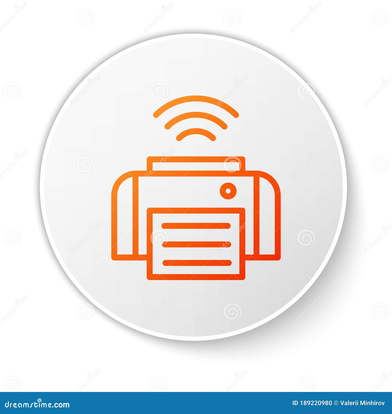 Orange Line Smart Printer System Icon Isolated on White Background ...