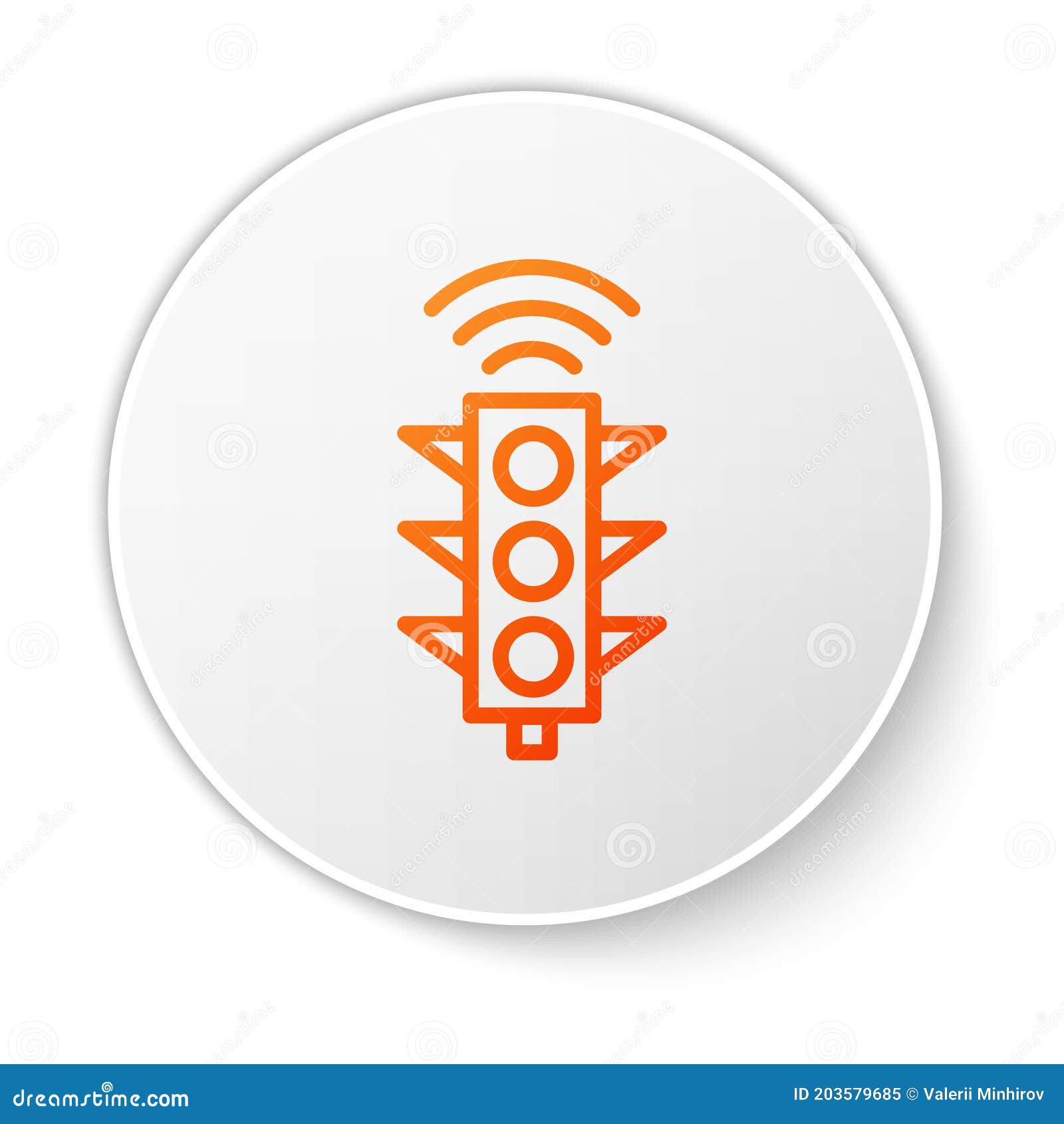 Orange Line Smart Traffic Light System Icon Isolated on White ...