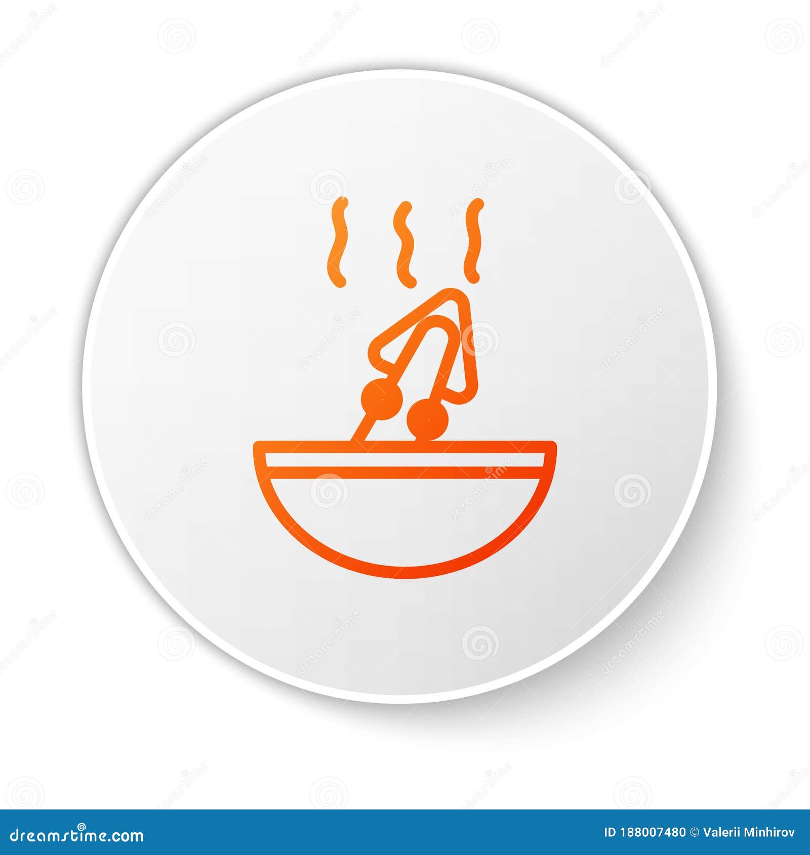 Orange Line Soup with Octopus Icon Isolated on White Background. White ...