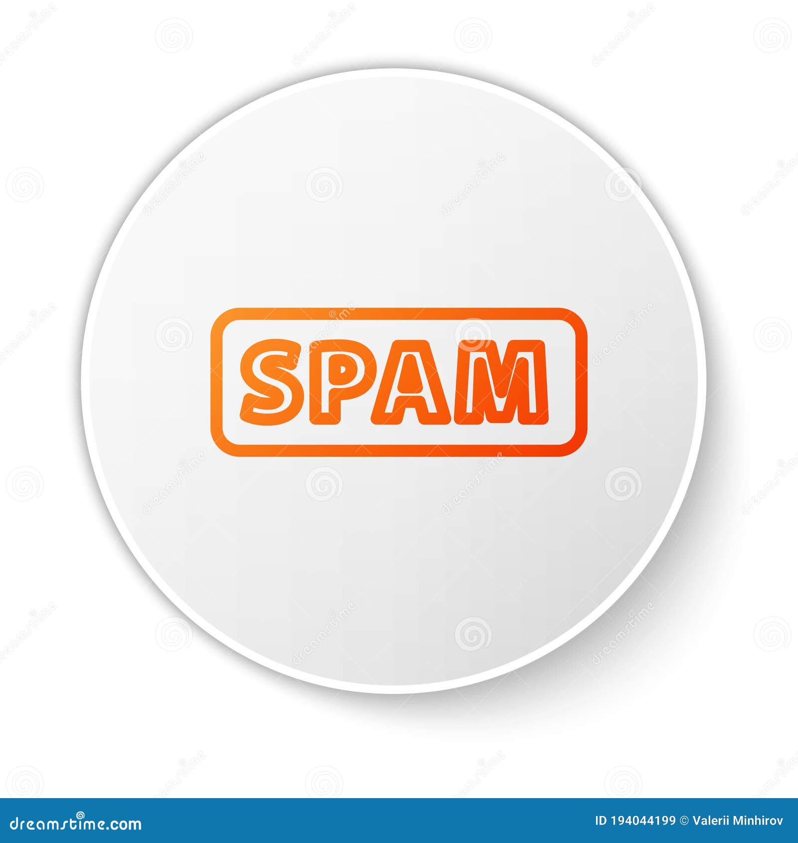 Orange Line Spam Icon Isolated on White Background. White Circle Button ...