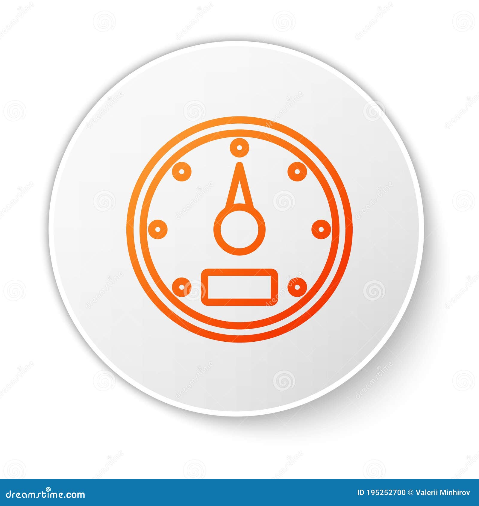 Orange Line Speedometer Icon Isolated on White Background. White Circle ...