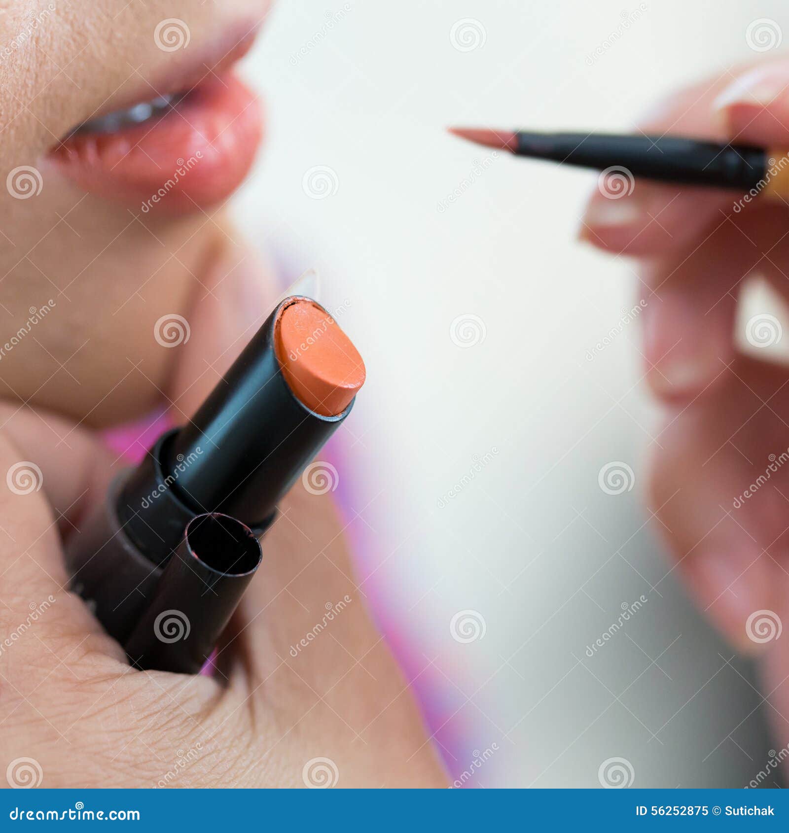 Orange Lipstick of Makeup with Cosmetic Stock Image - Image of fashion ...
