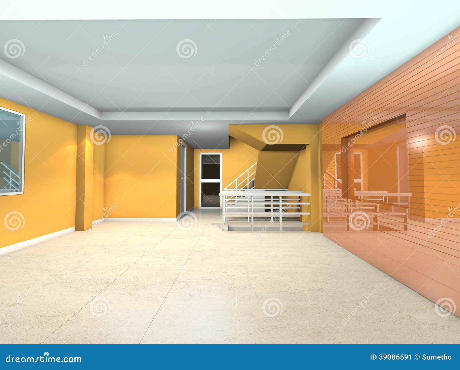 Orange Living Interior Design Stock Illustration - Illustration of ...