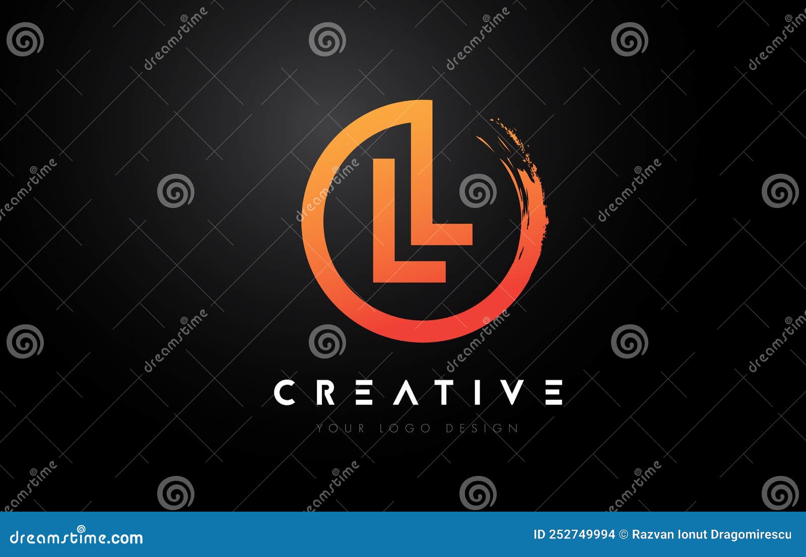 LL Circular Letter Logo with Circle Brush Design and Black Background ... LL Circular Letter Logo with Circle Brush Design and Black Background ...