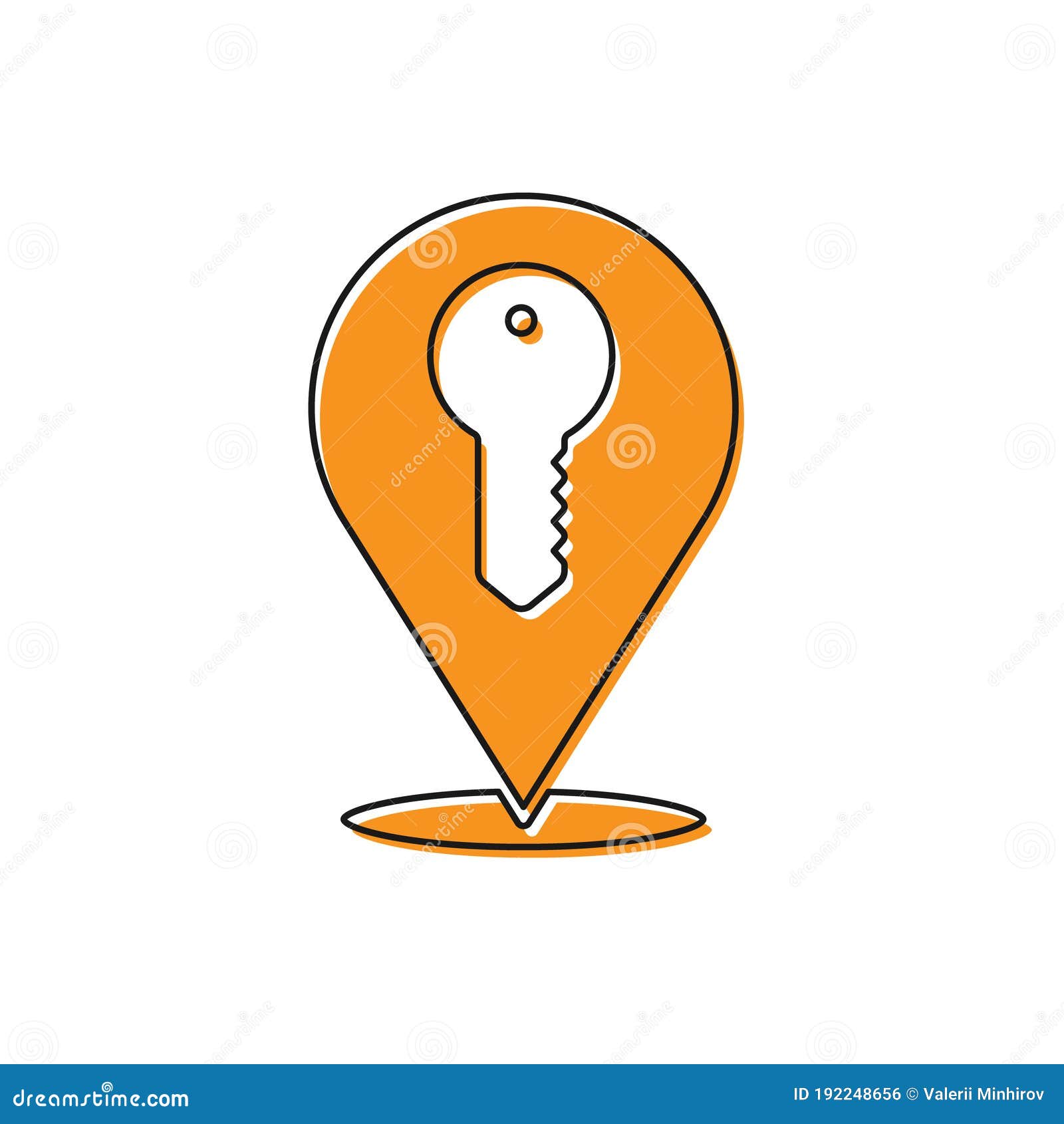 Orange Location Key Icon Isolated on White Background. the Concept of ...