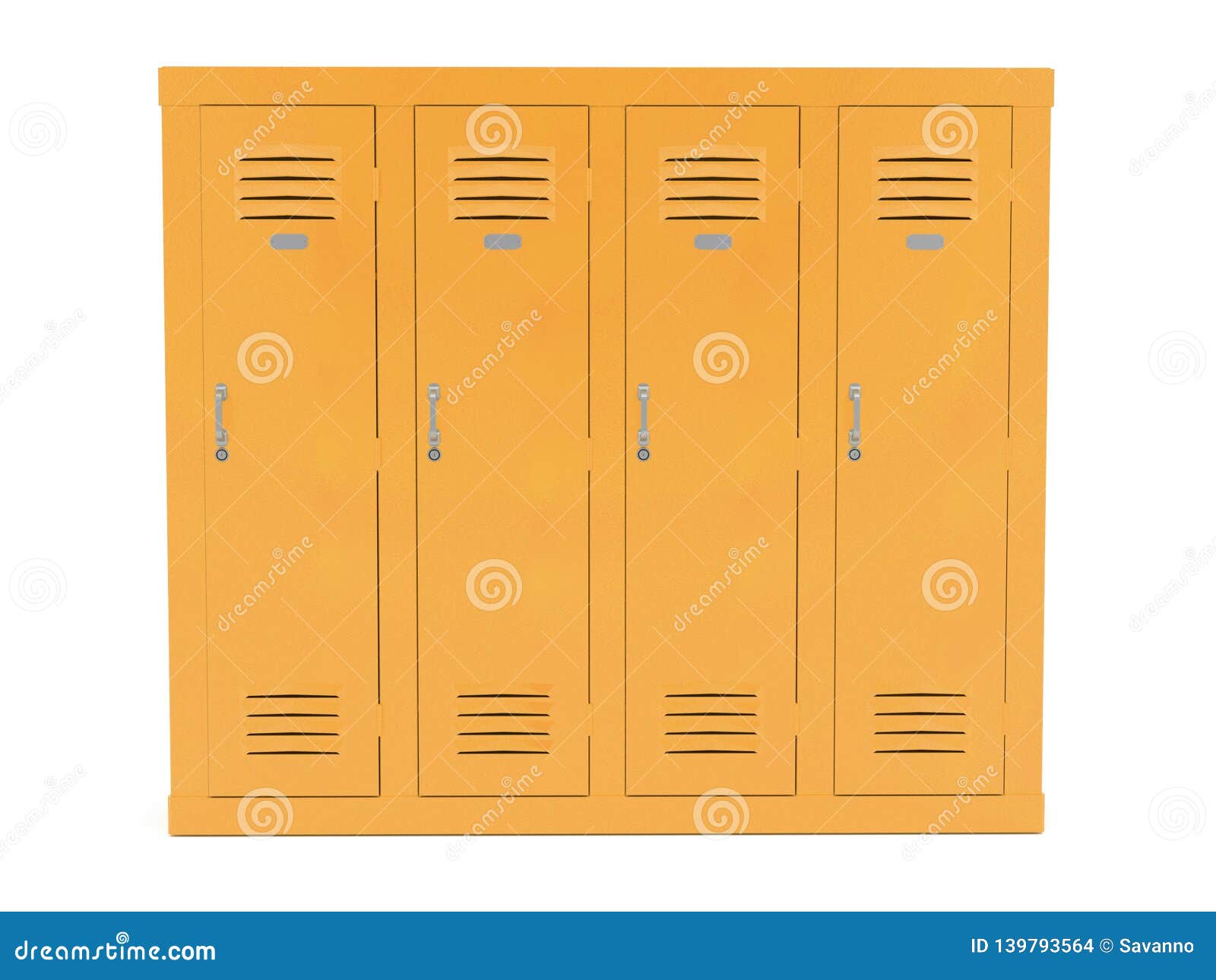 Orange lockers. Front view stock illustration. Illustration of safety ...