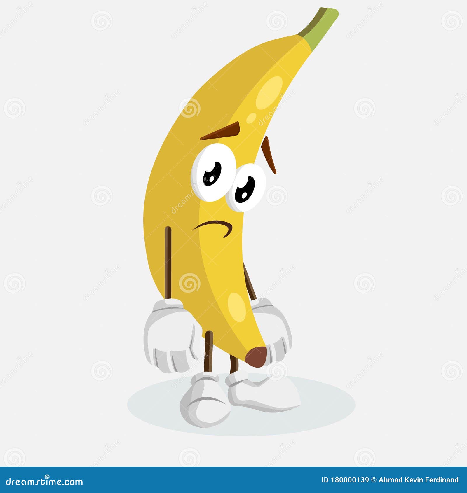 Yellow Banana Mascot Sad Pose Stock Vector - Illustration of branding ...