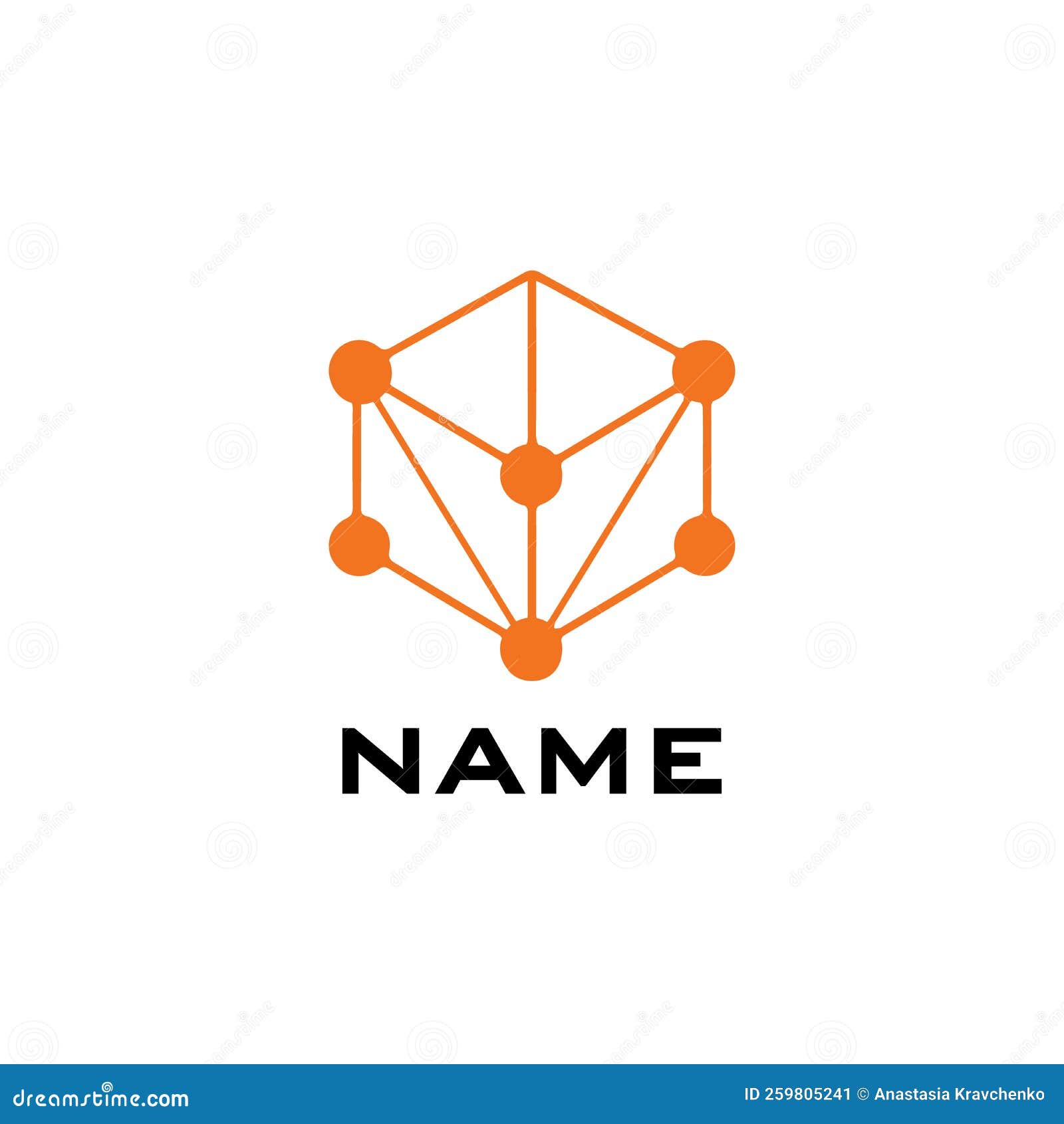 Orange Logo Points with Lines Connection Cube Minimalism Icon Brand ...