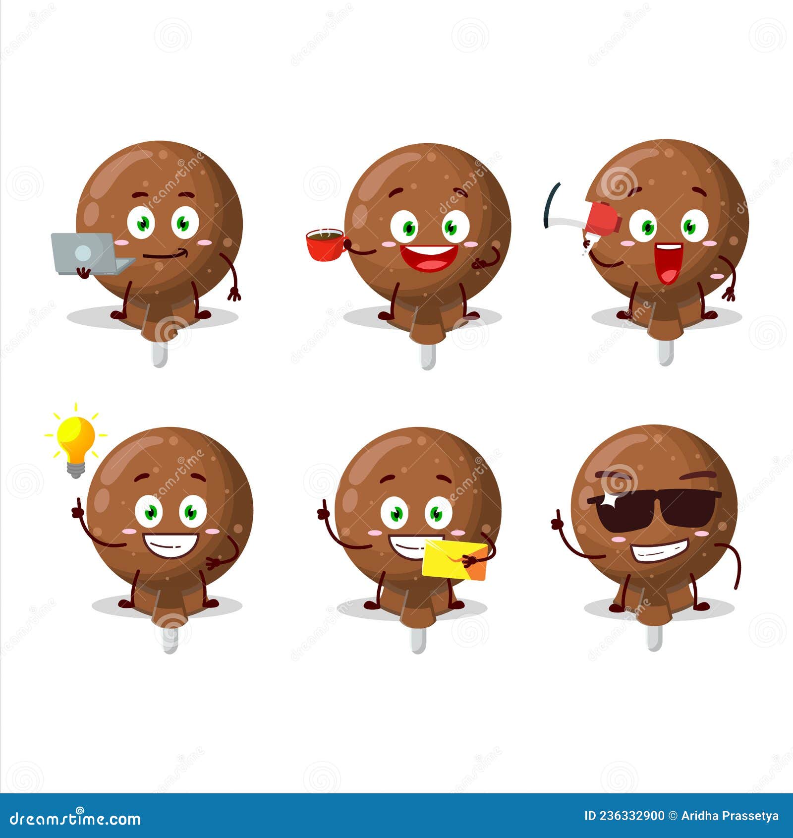 Orange Lolipop Wrapped Cartoon Character with Various Types of Business ... Orange Lolipop Wrapped Cartoon Character with Various Types of Business ...