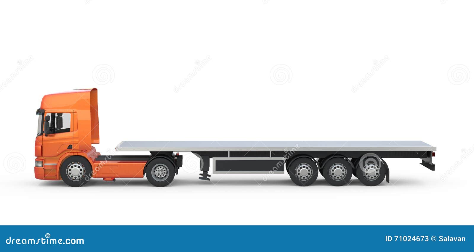Orange Long Platform Truck. Stock Illustration - Illustration of ...