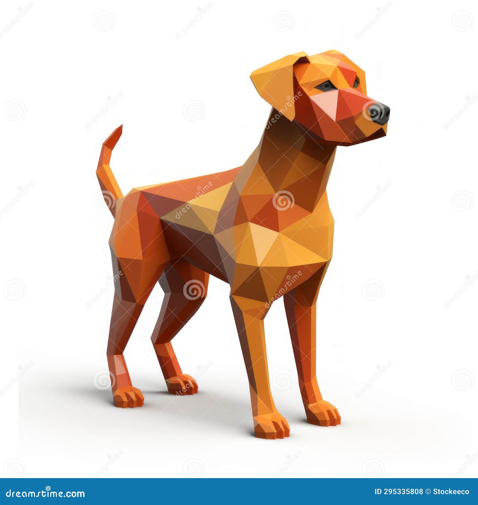 Orange Low Poly Dog: 3d Isometric Model with Realistic Detail Stock ...