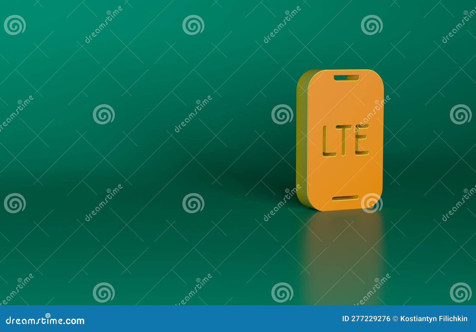 Orange LTE Network Icon Isolated on Green Background. Minimalism ...