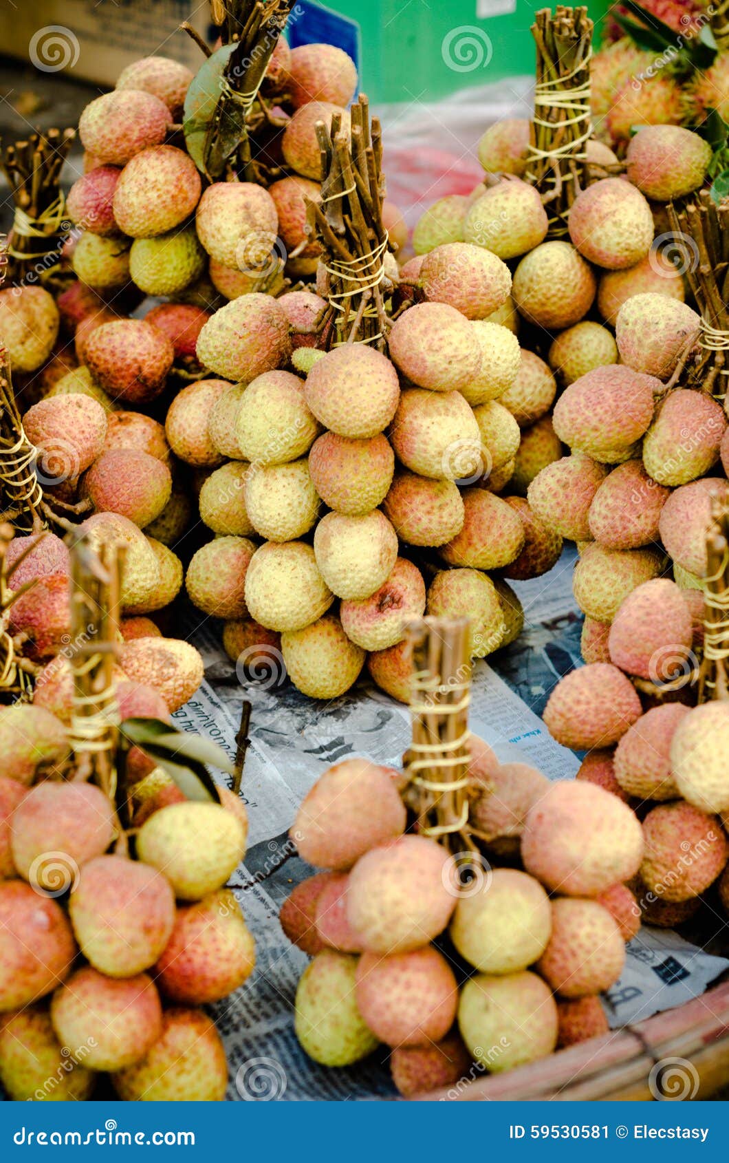 Orange Lychee on Asian Market Place Stock Image - Image of lychee ...