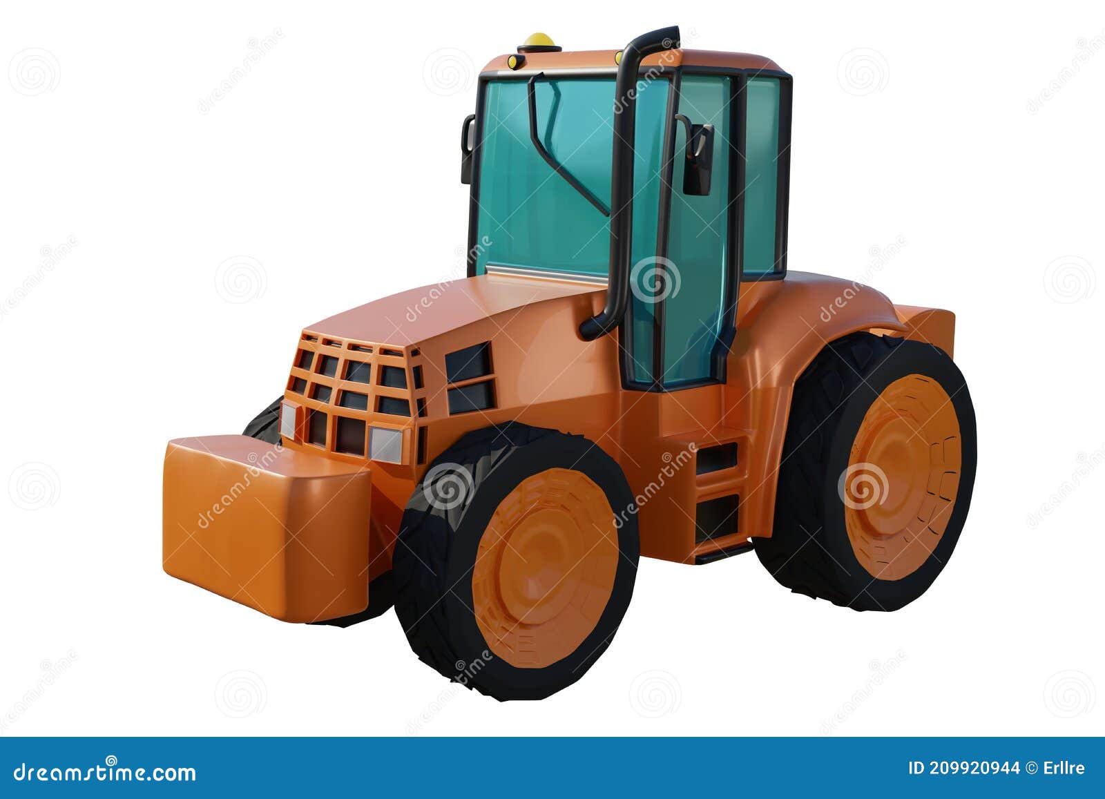 Orange machinery tractor stock illustration. Illustration of wheel ...