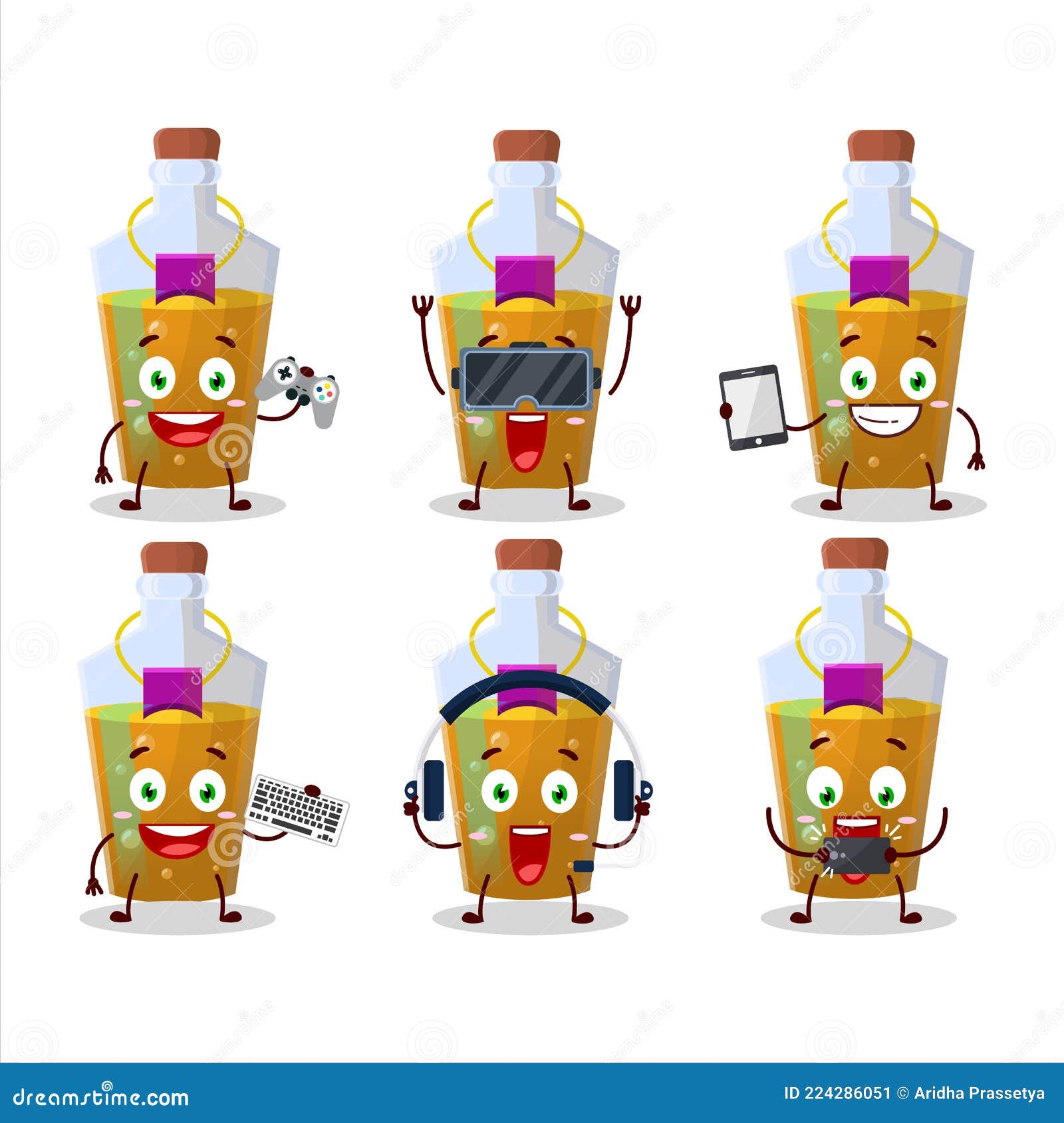 Orange Magic Potion Cartoon Character are Playing Games with Various ...
