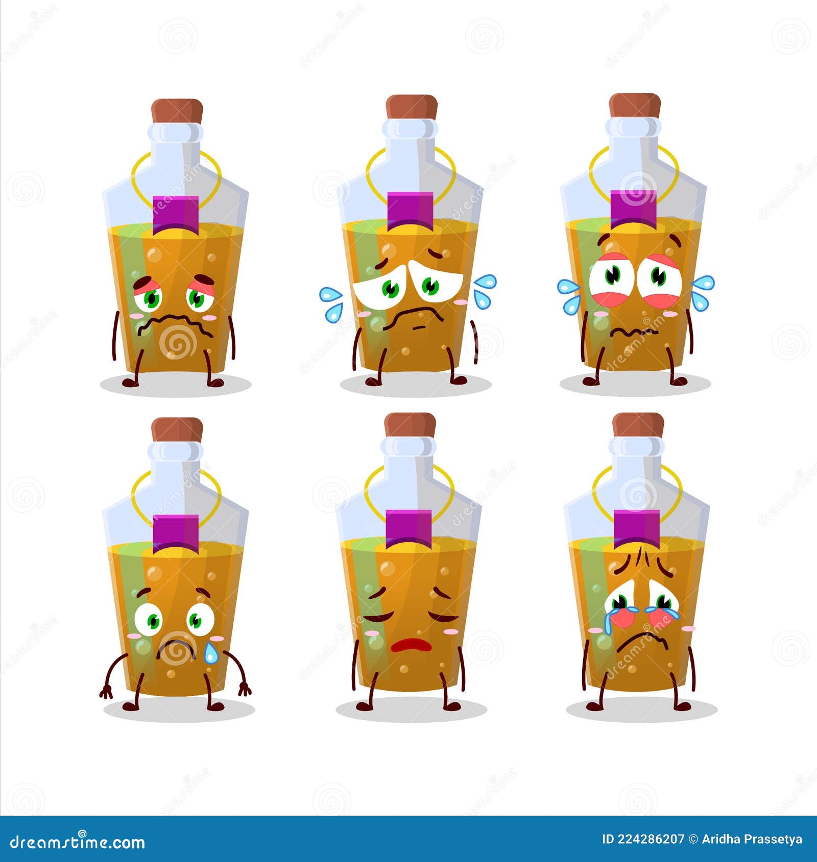 Orange Magic Potion Cartoon Character with Sad Expression Stock Vector ...
