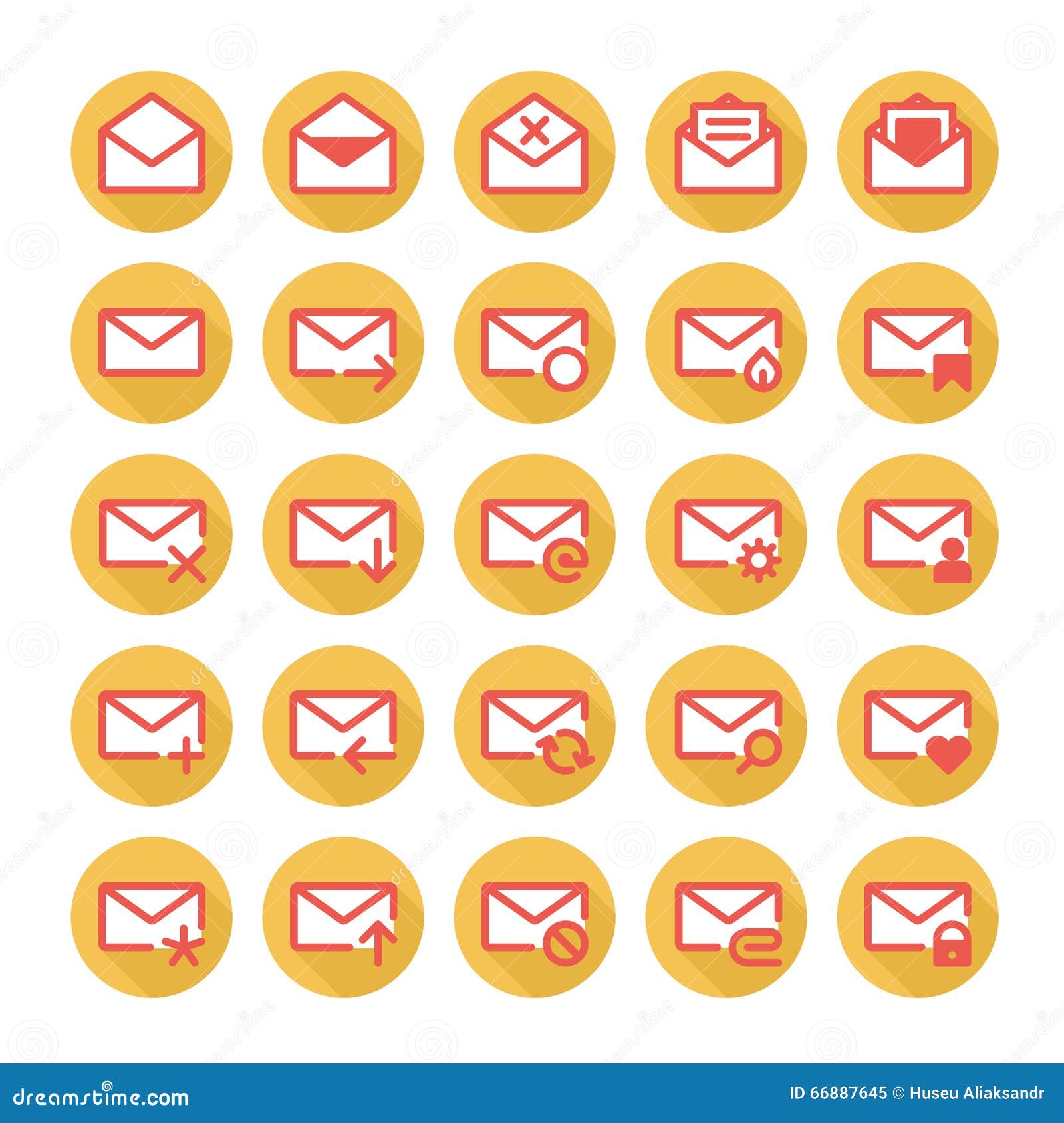 Orange mail icons stock vector. Illustration of padlock - 66887645