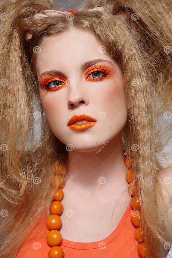 Orange makeup stock photo. Image of beauty, model, face - 9998888