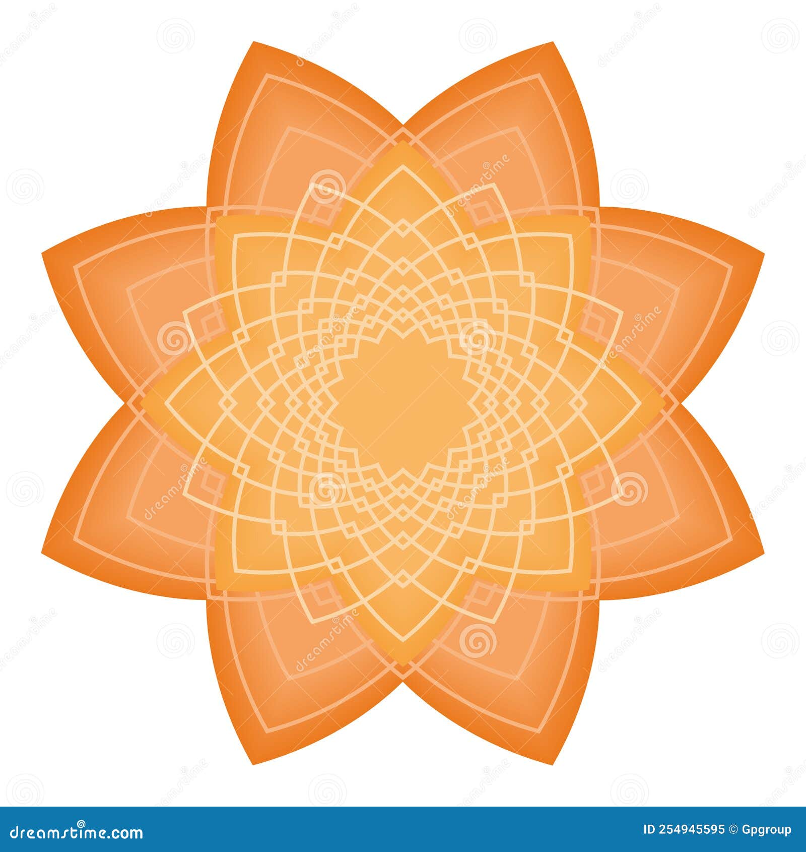 Orange mandala design stock vector. Illustration of coloring - 254945595