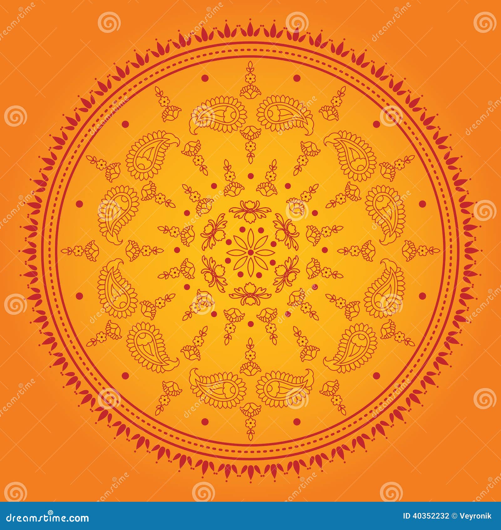 Orange mandala stock vector. Illustration of circle, border - 40352232