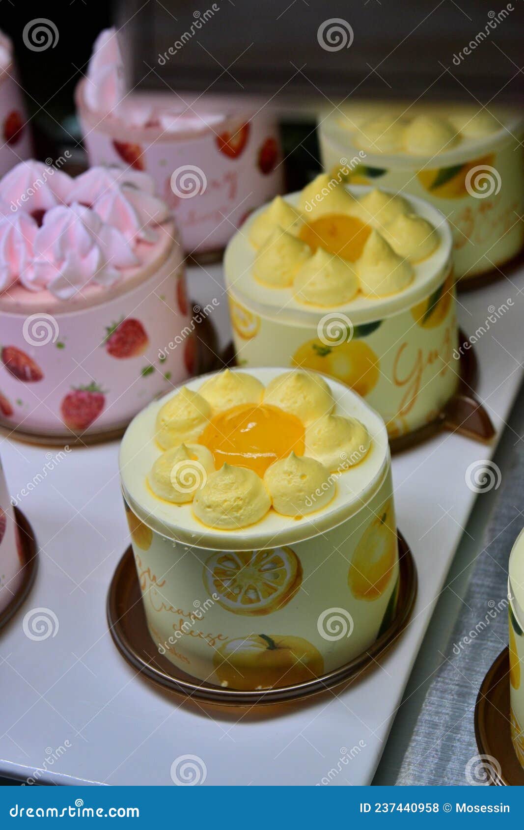 Orange Lemon Sponge Cake Display Stock Photo - Image of confectionery ...