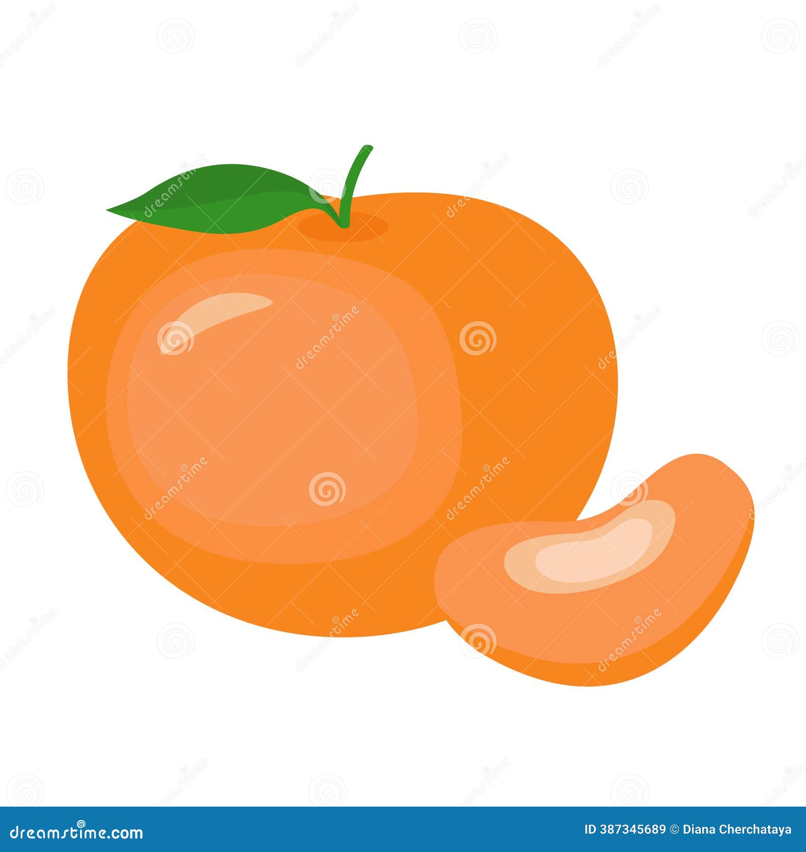 Orange Mandarin Fruit Unpeeled And Skinless With Segments Vector Set ...