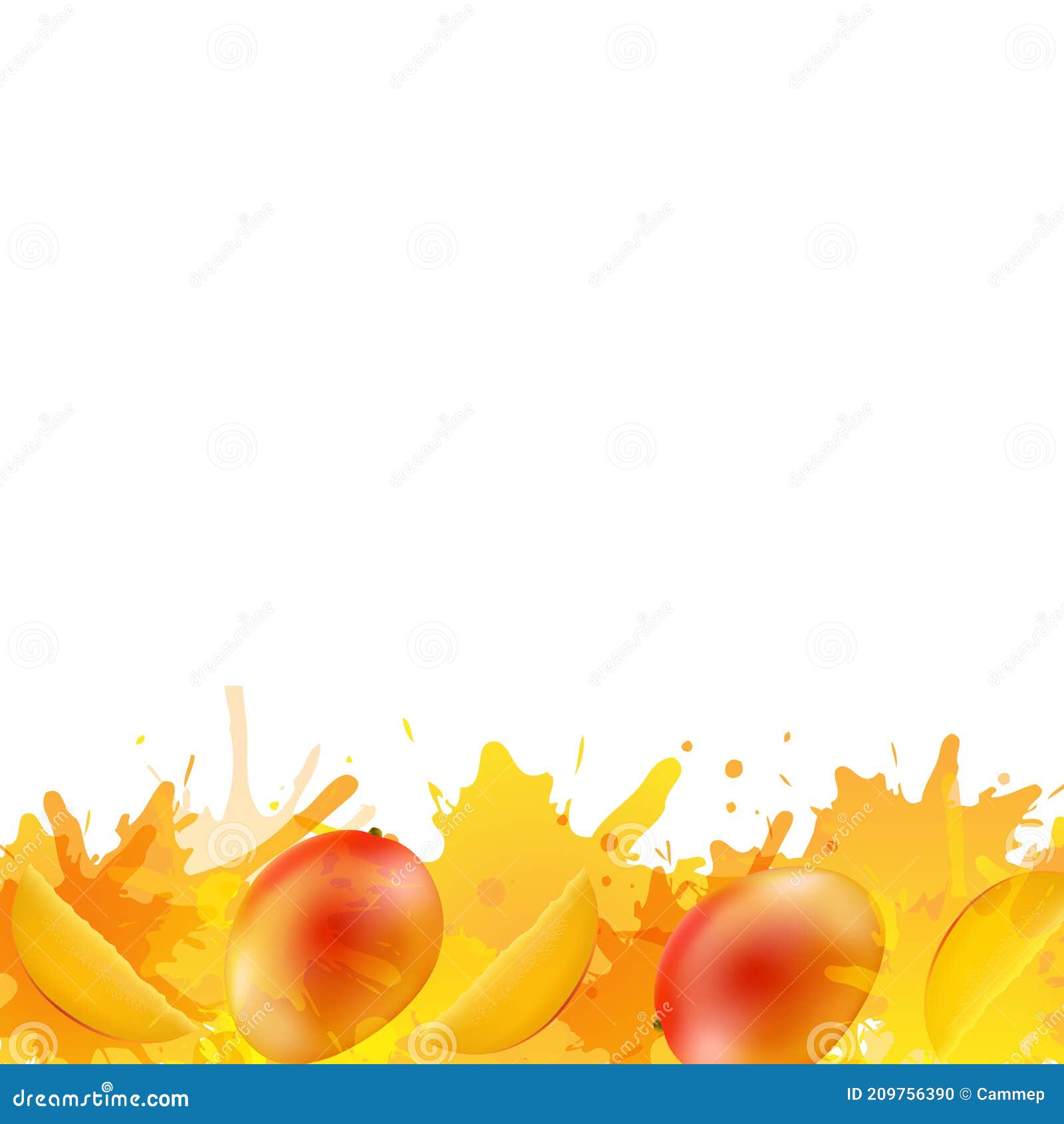 Orange Mango Border with Paint White Background Stock Vector ...