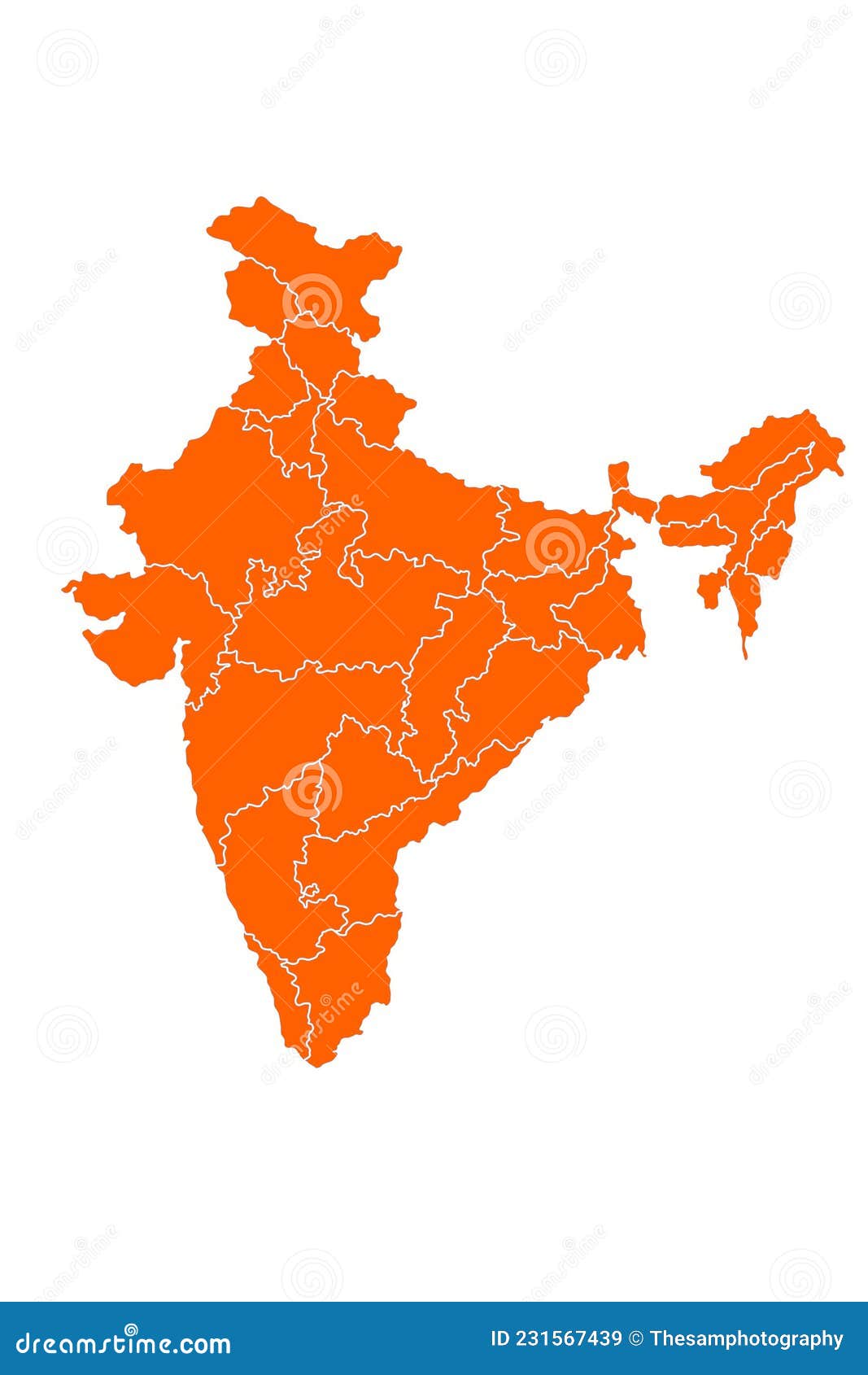 Orange map of India stock illustration. Illustration of shape - 231567439