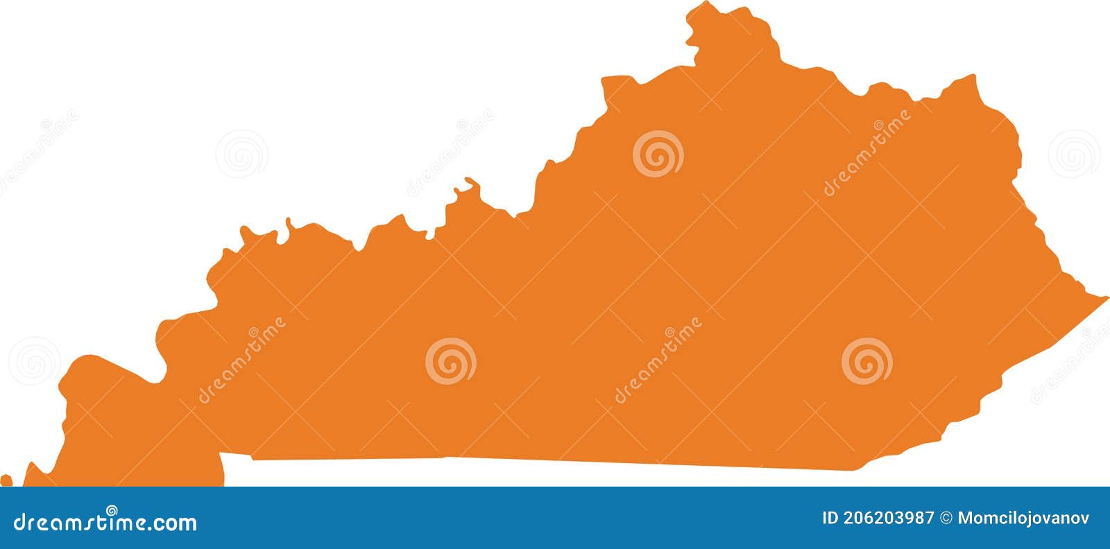 Orange Map of Kentucky Bluegrass State Stock Vector - Illustration of ...