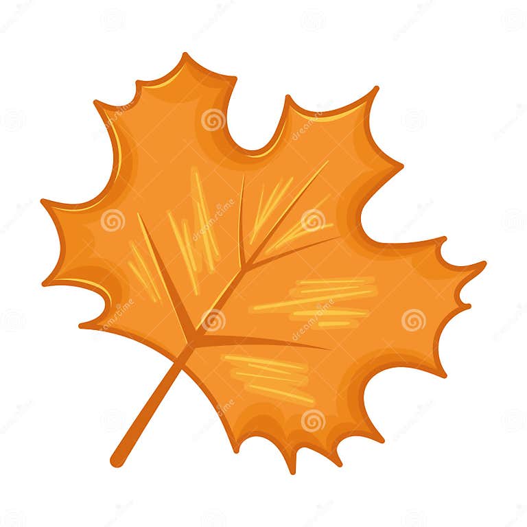 Orange Maple Leaf with Stylized Texture, Isolated on White, Vector ...