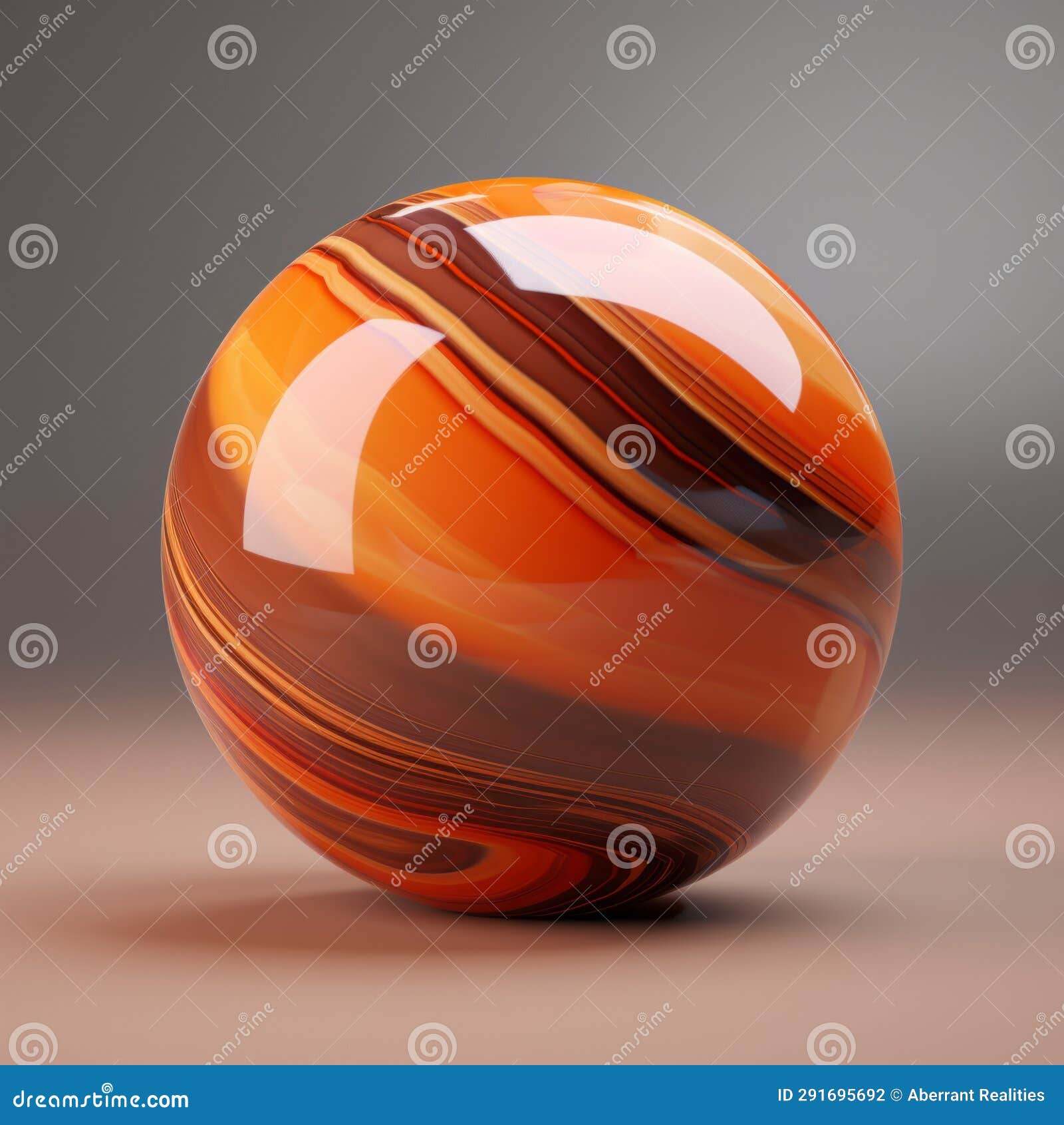 An Orange Marble Ball on a Gray Background Stock Illustration ...