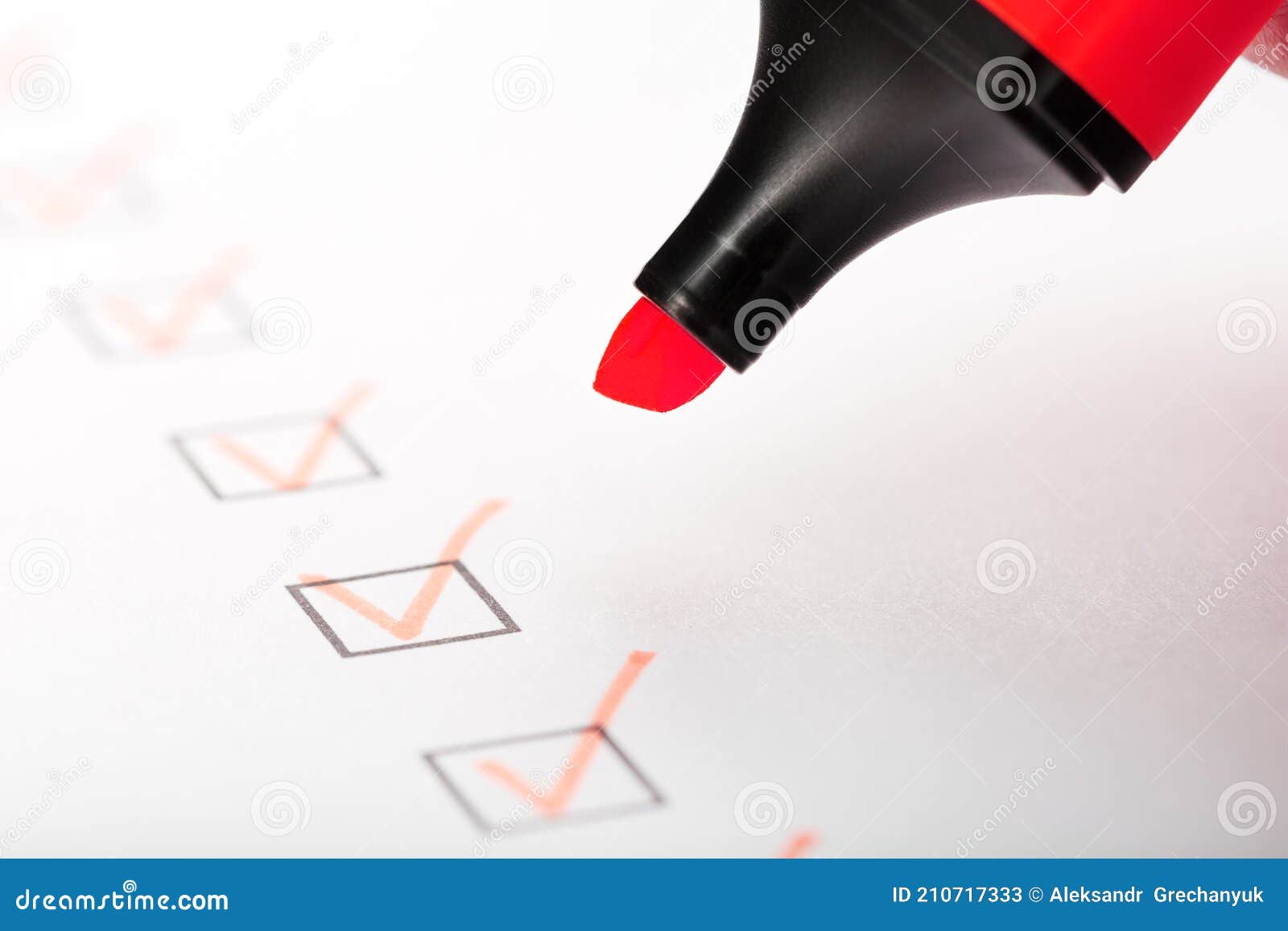Orange Marker with Markers on the Checklist Sheet Stock Image - Image ...