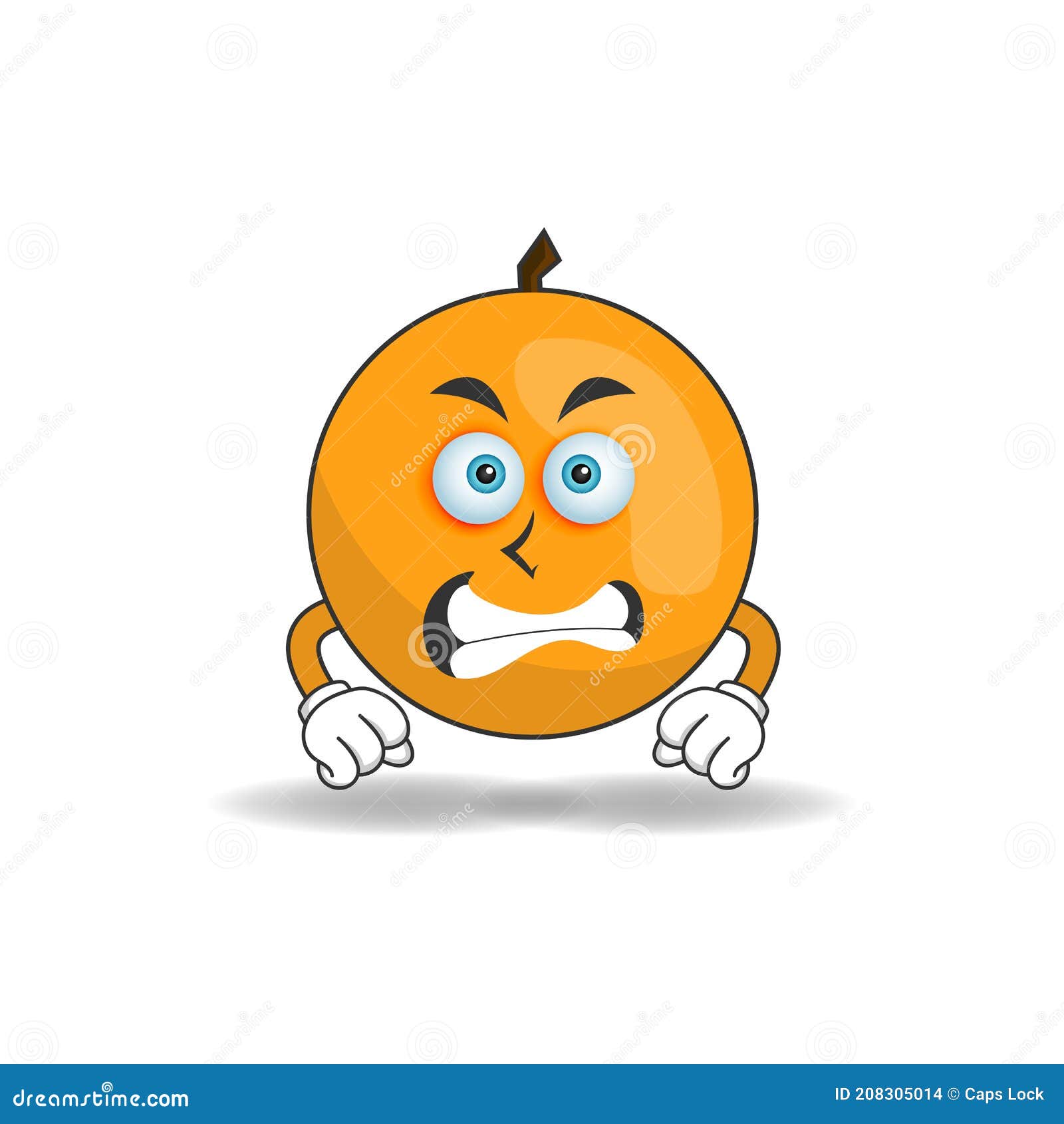 Orange Mascot Character with Angry Expression. Vector Illustration ...