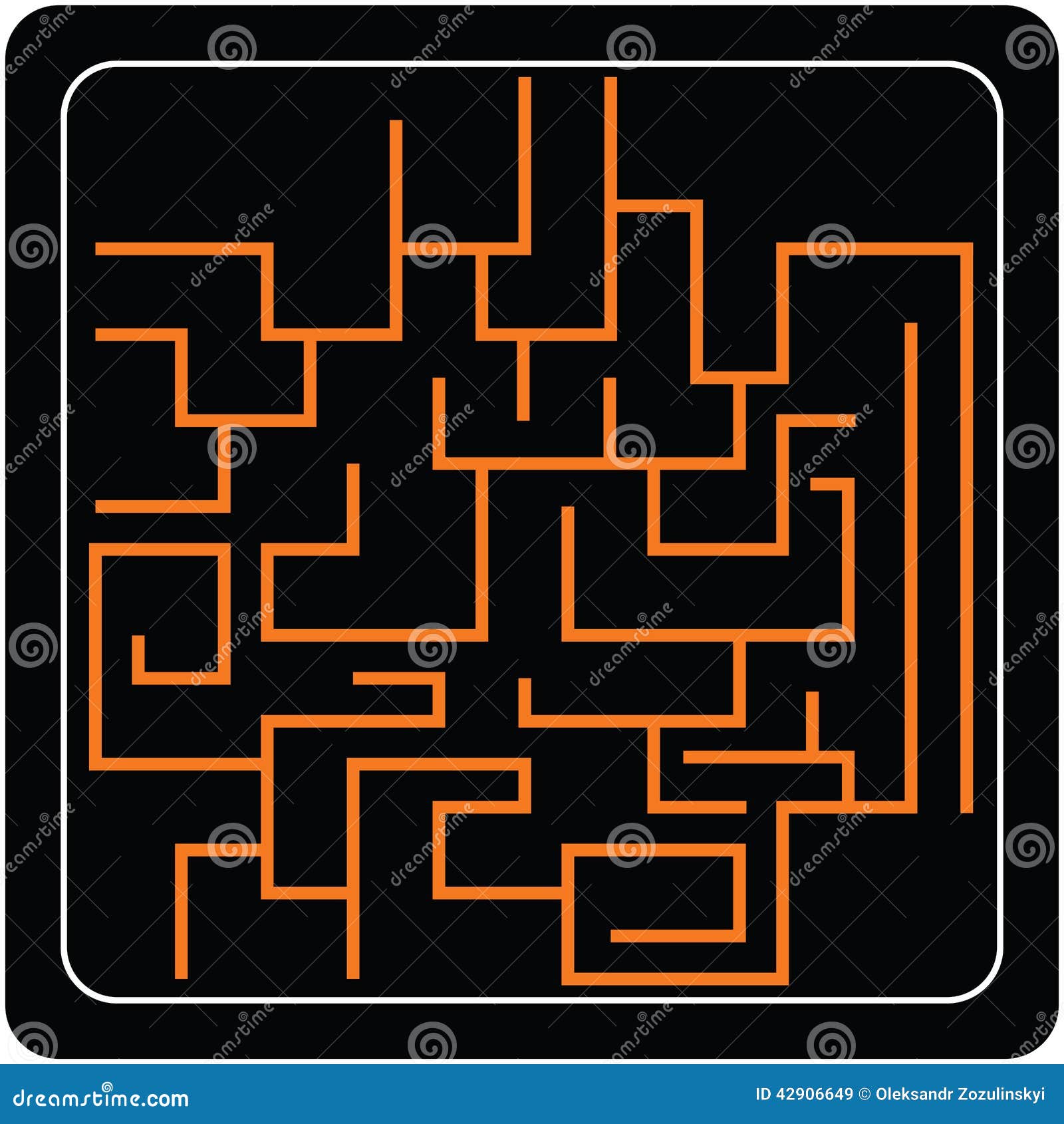 Orange Maze on a Black Background. Raster Stock Illustration ...
