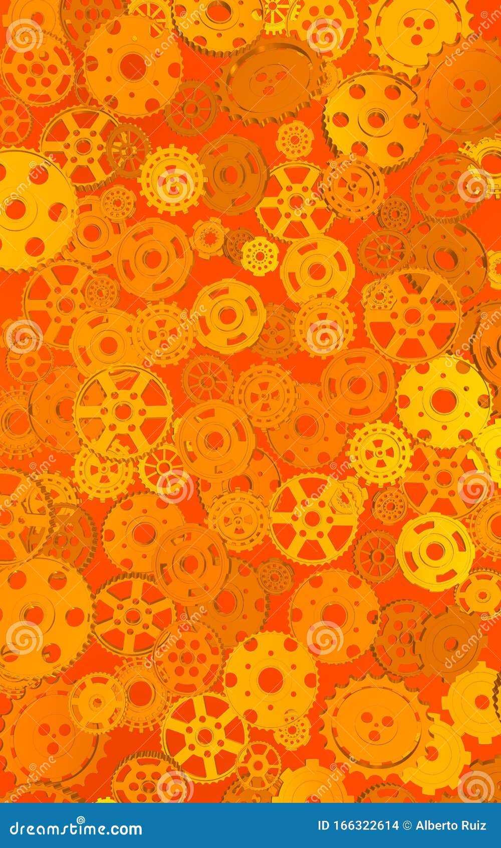 Orange Mechanical Background with Mechanical Pieces Over Cooper ...