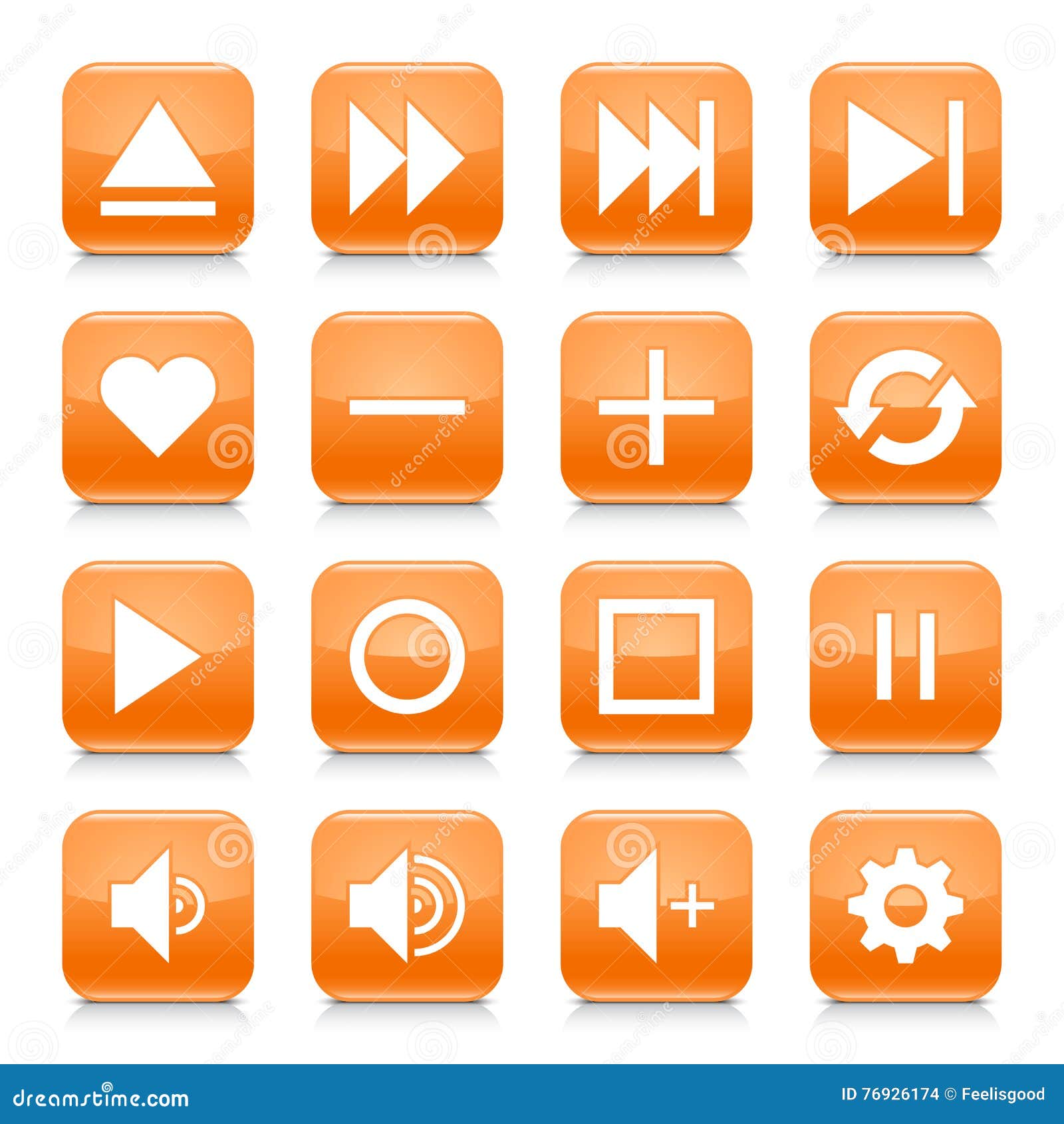Orange Media Sign Rounded Square Icon Web Button Stock Vector ...