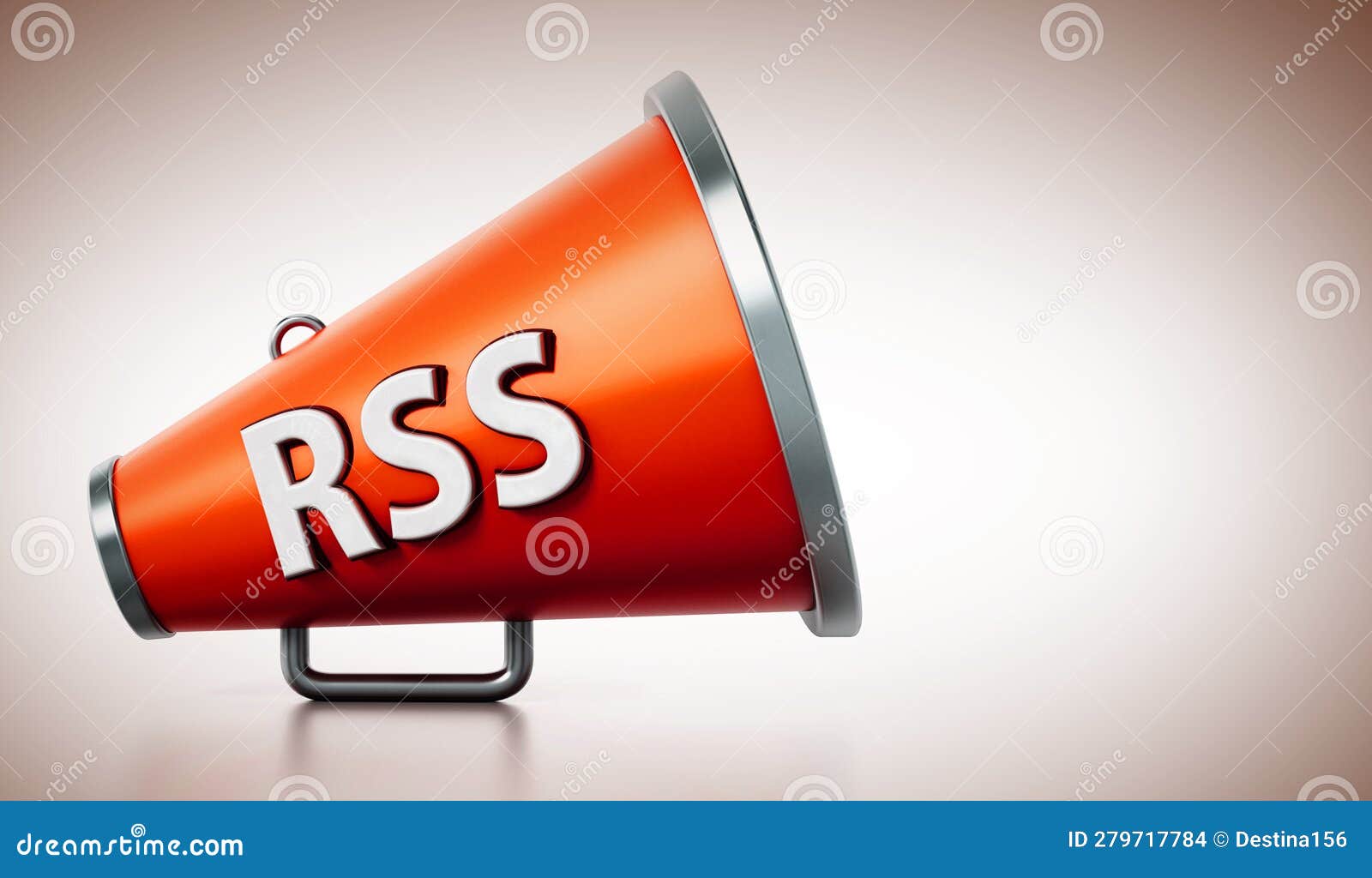 Orange Megaphone with RSS Text Isolated on White Background. 3D ...
