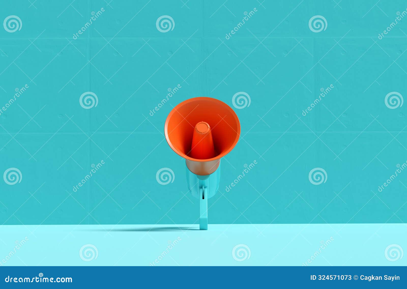 Orange Megaphone Standing on Blue Background is Making Announcement ...
