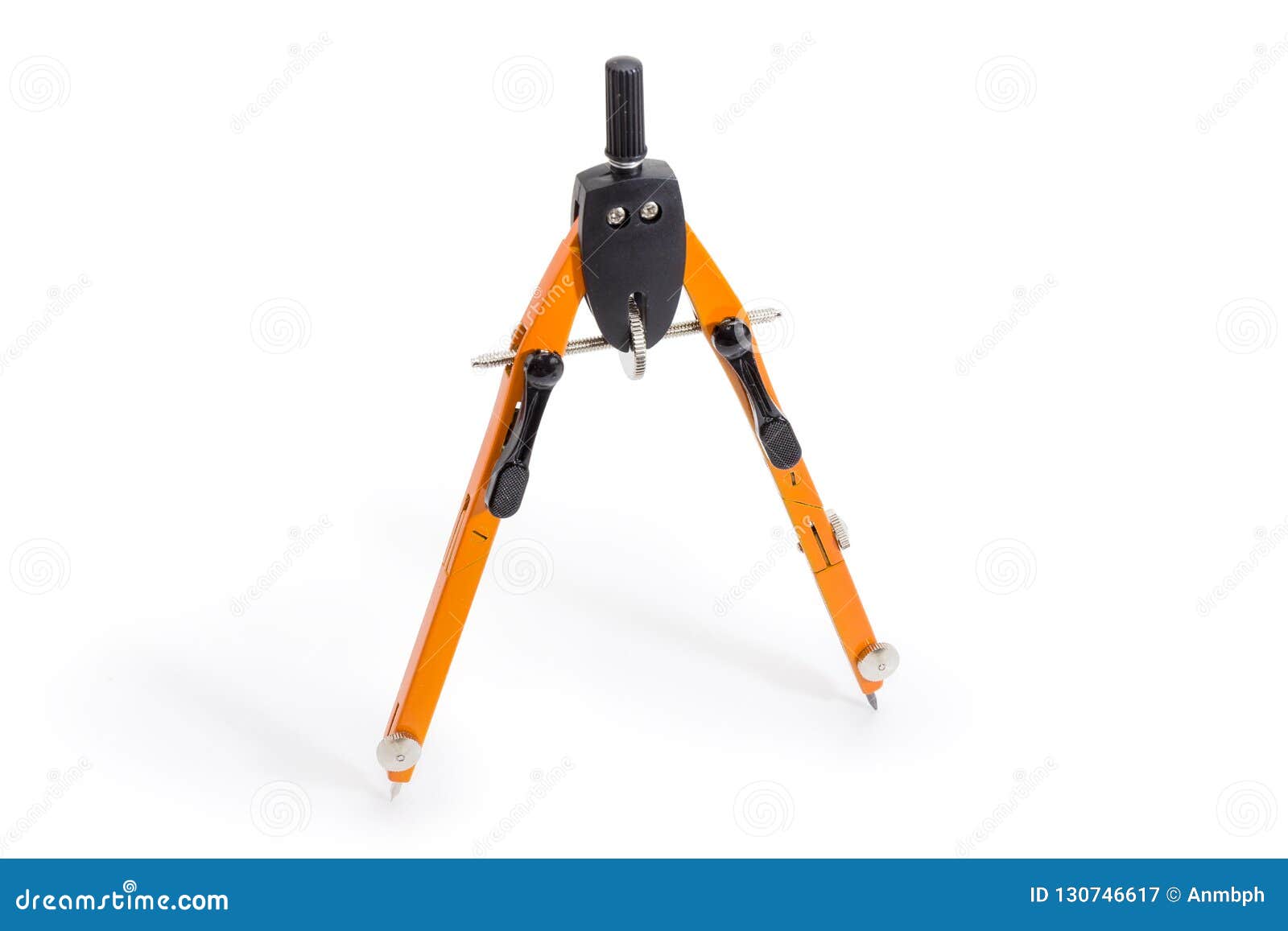 Orange Metal Jointed Pair of Compasses on a White Background Stock ...