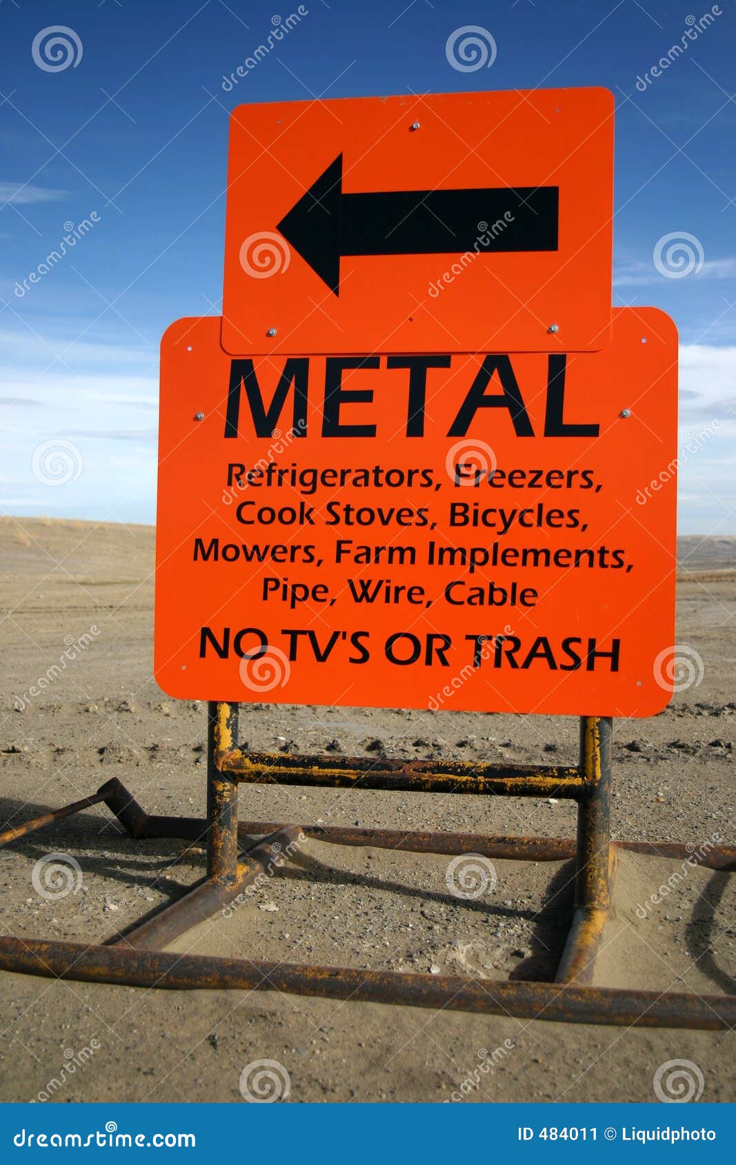 Orange Metal Junk Sign stock image. Image of metaphors - 484011